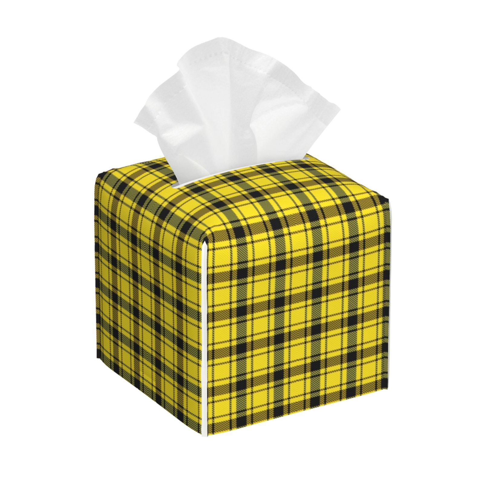 JUNZAN Yellow Checkered Plaid for Tissue Box Cover Holder, Square ...
