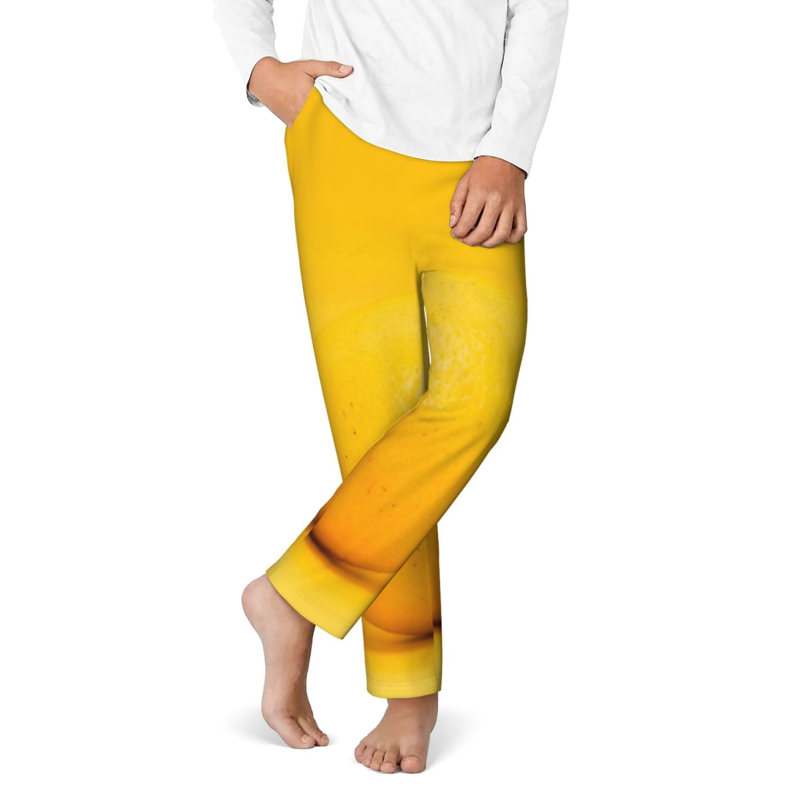 JUNZAN Yellow Lemon Pattern Pajama Pants for Boys Girls,Sleep Pants ...