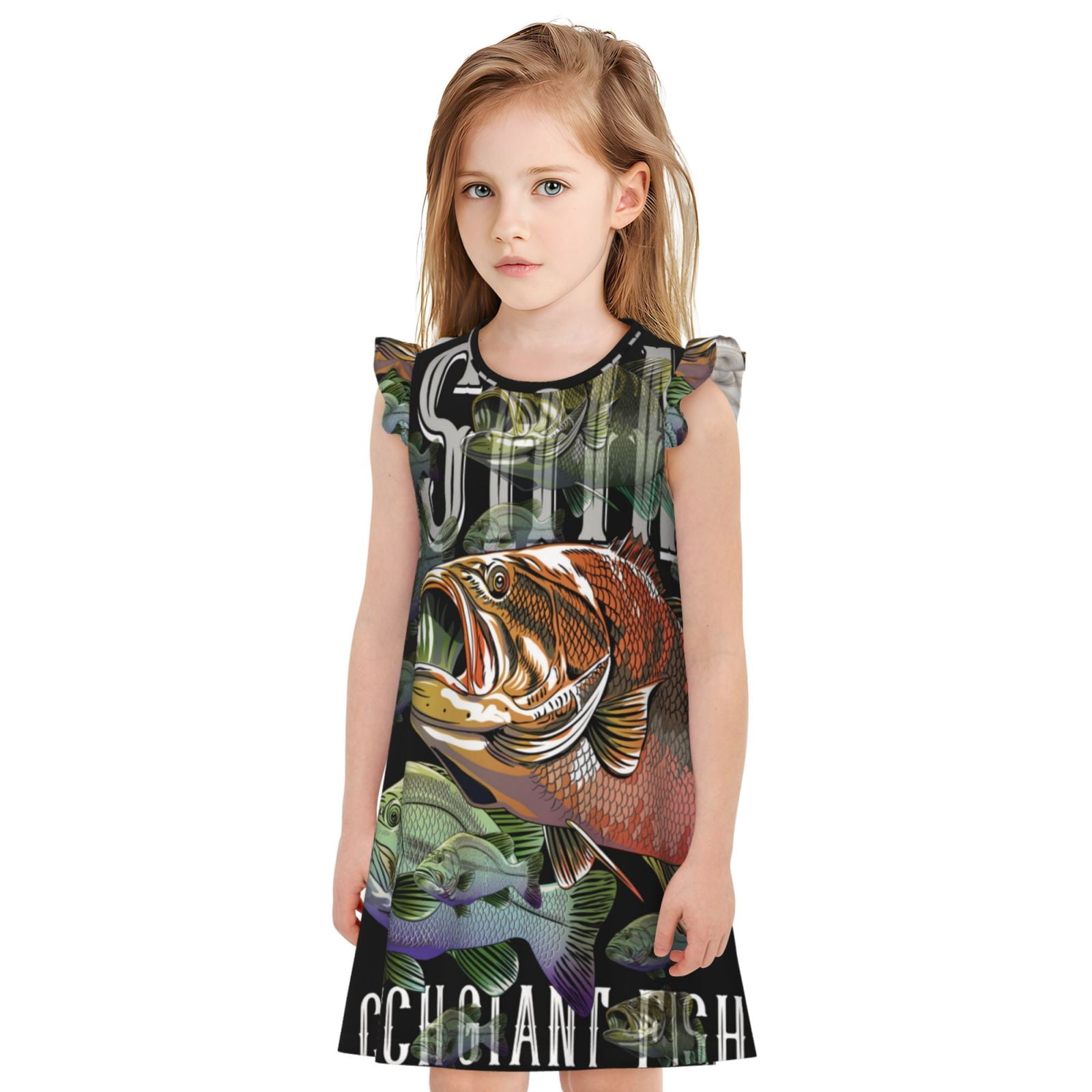 JUNZAN bass water fishing Print Girls Nightgown Pajamas - Soft Toddler ...