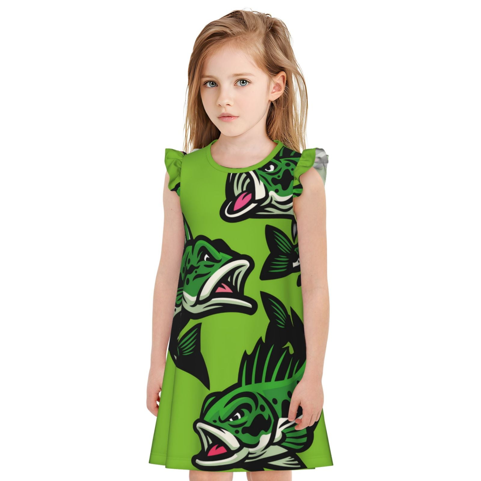 JUNZAN cartoon largemouth bass fish Print Girls Nightgown Pajamas ...