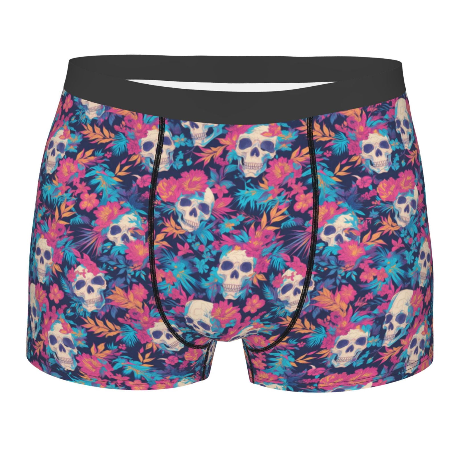 JUNZAN flower Skull leaf colorful Mens Underwear Boxer Briefs for Men’s ...