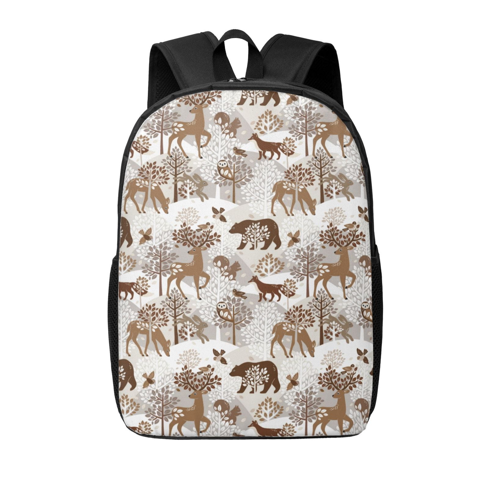 JUNZAN leaf Moose fox owls tree Pattern Travel Laptop Backpack for Men ...