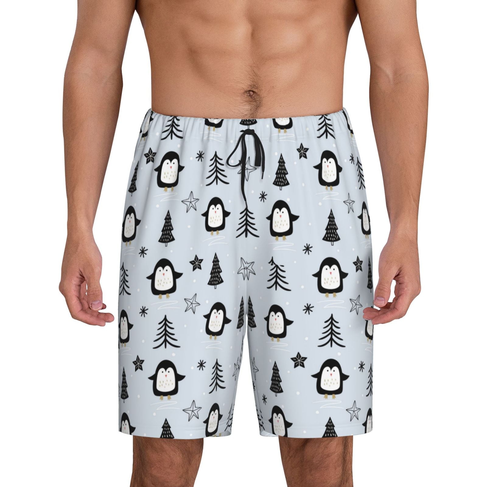 JUNZAN penguin tree star Pattern Sleep Pajama Shorts for Men,Men's ...