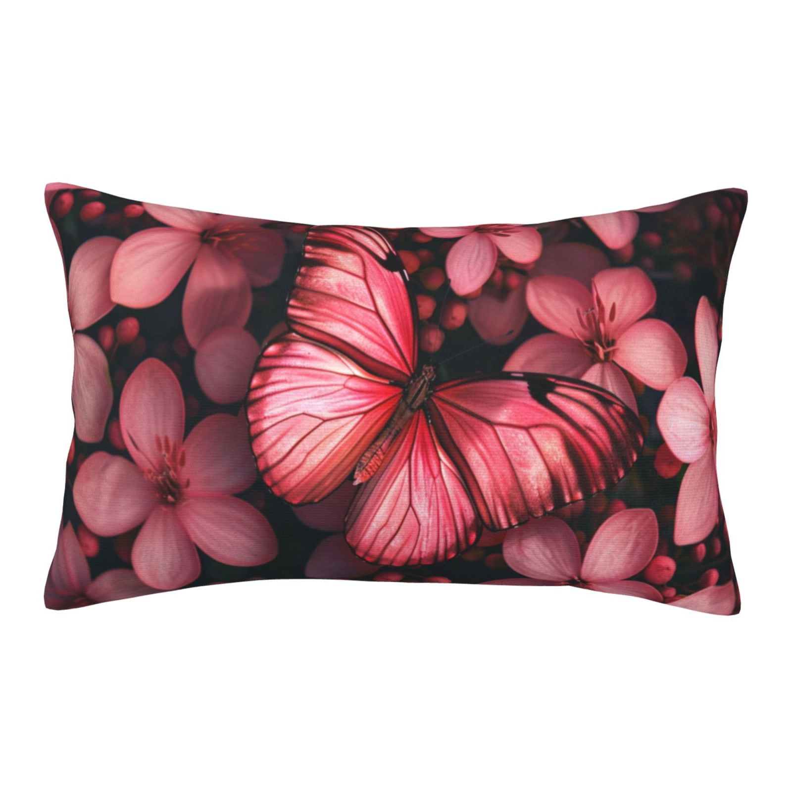 JUNZAN pink butterfly Pillow Cases Standard Size, with Envelope Closure ...