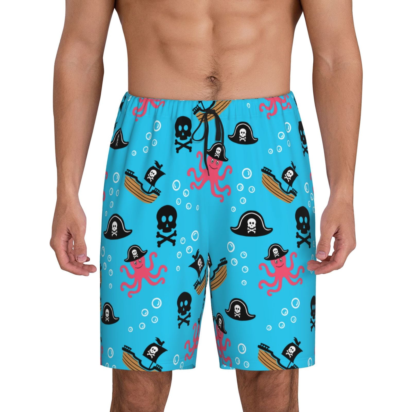 JUNZAN pirate Octopus Pattern Sleep Pajama Shorts for Men,Men's Pajama ...