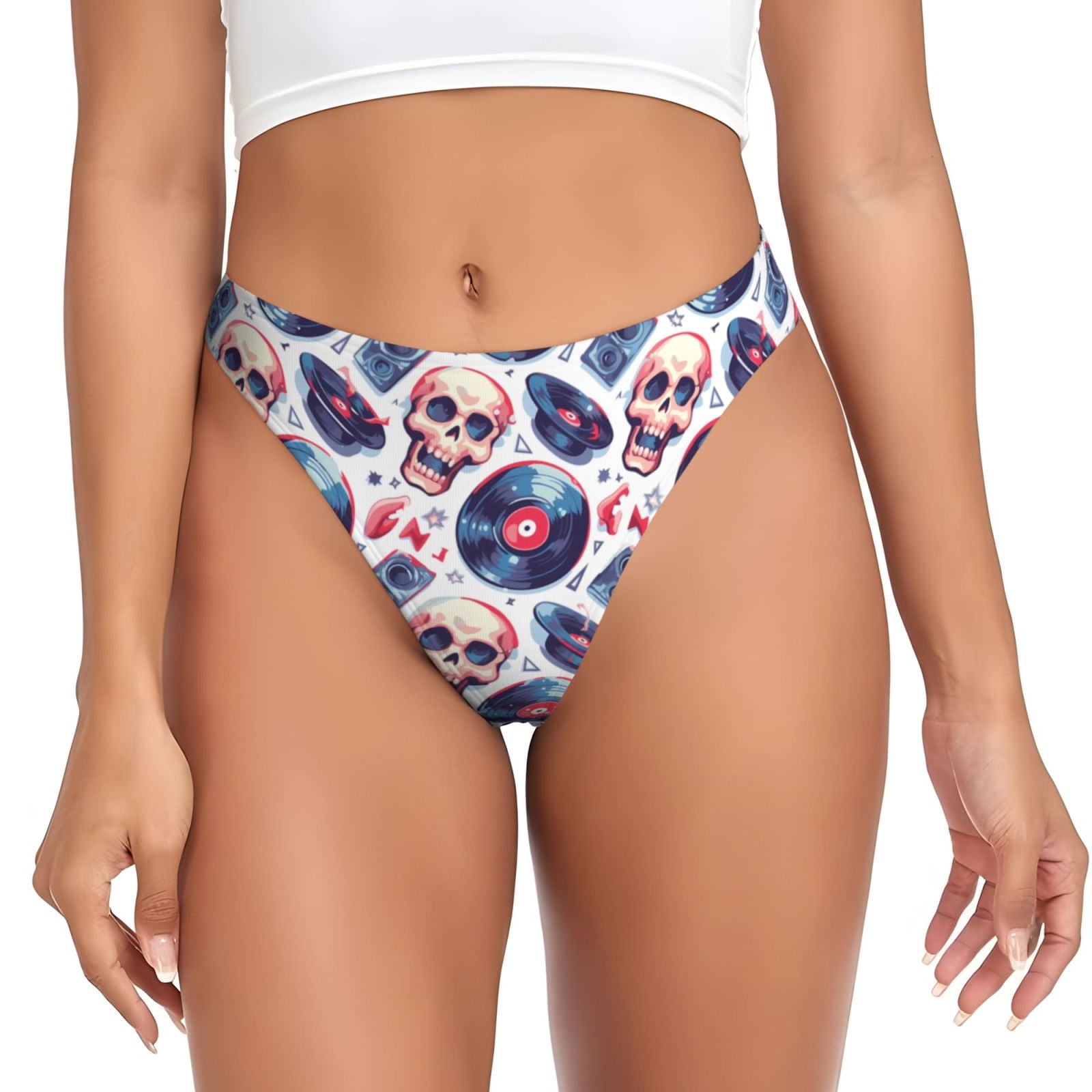 JUNZAN record rock music Skull Print Women's Sexy G-String,Underwear Thongs Seamless Panties ...