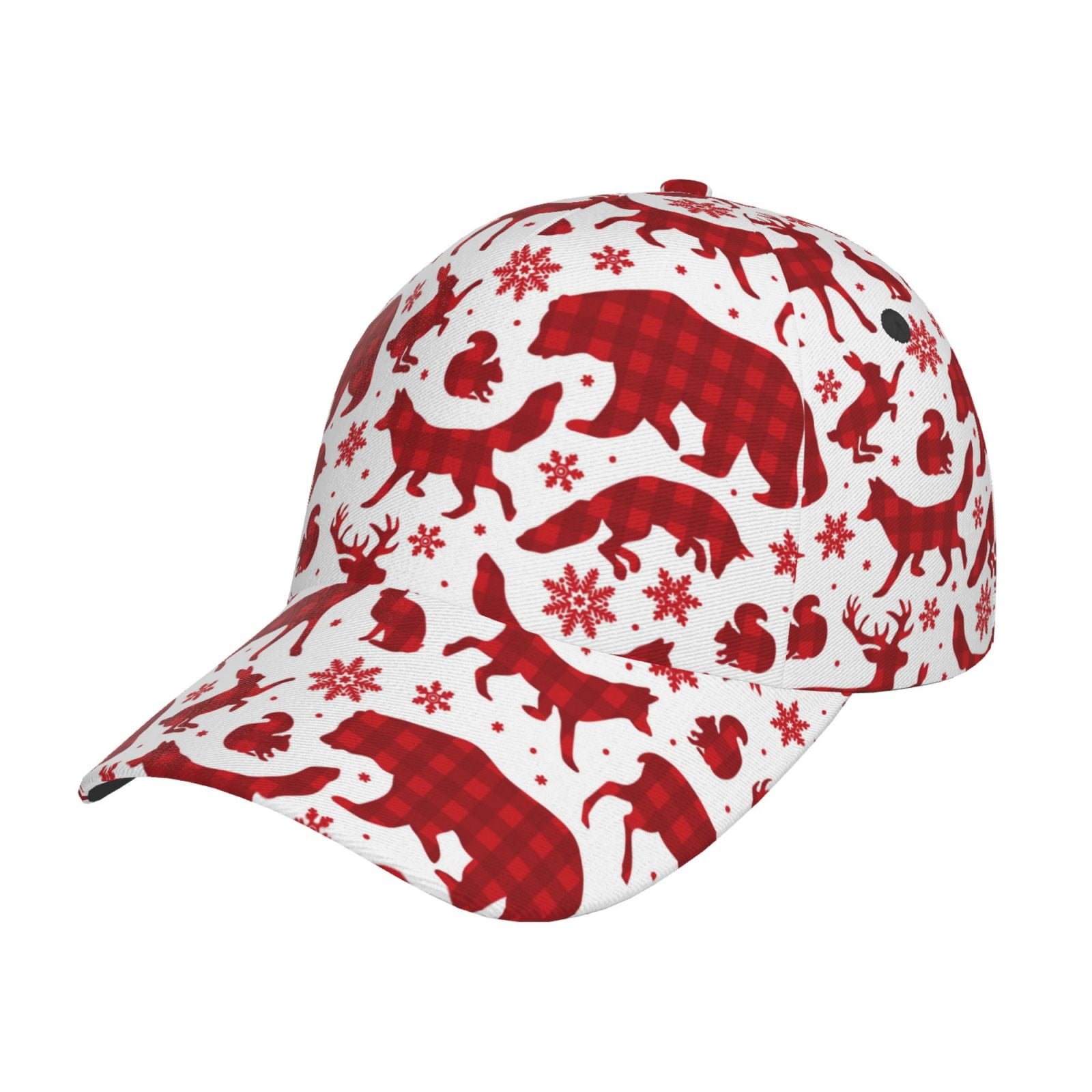 JUNZAN red plaid Moose Bunny bear Print Baseball Cap,Unisex Sports Cap ...