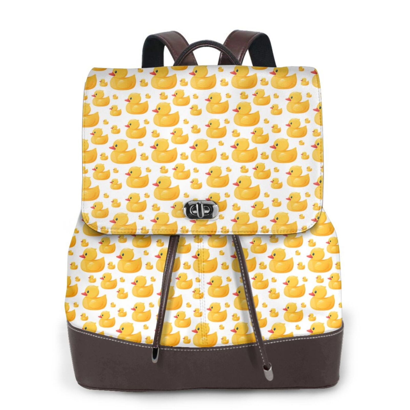 JUNZAN yellow rubber ducks for PU Leather Backpack,Laptop Backpack ...