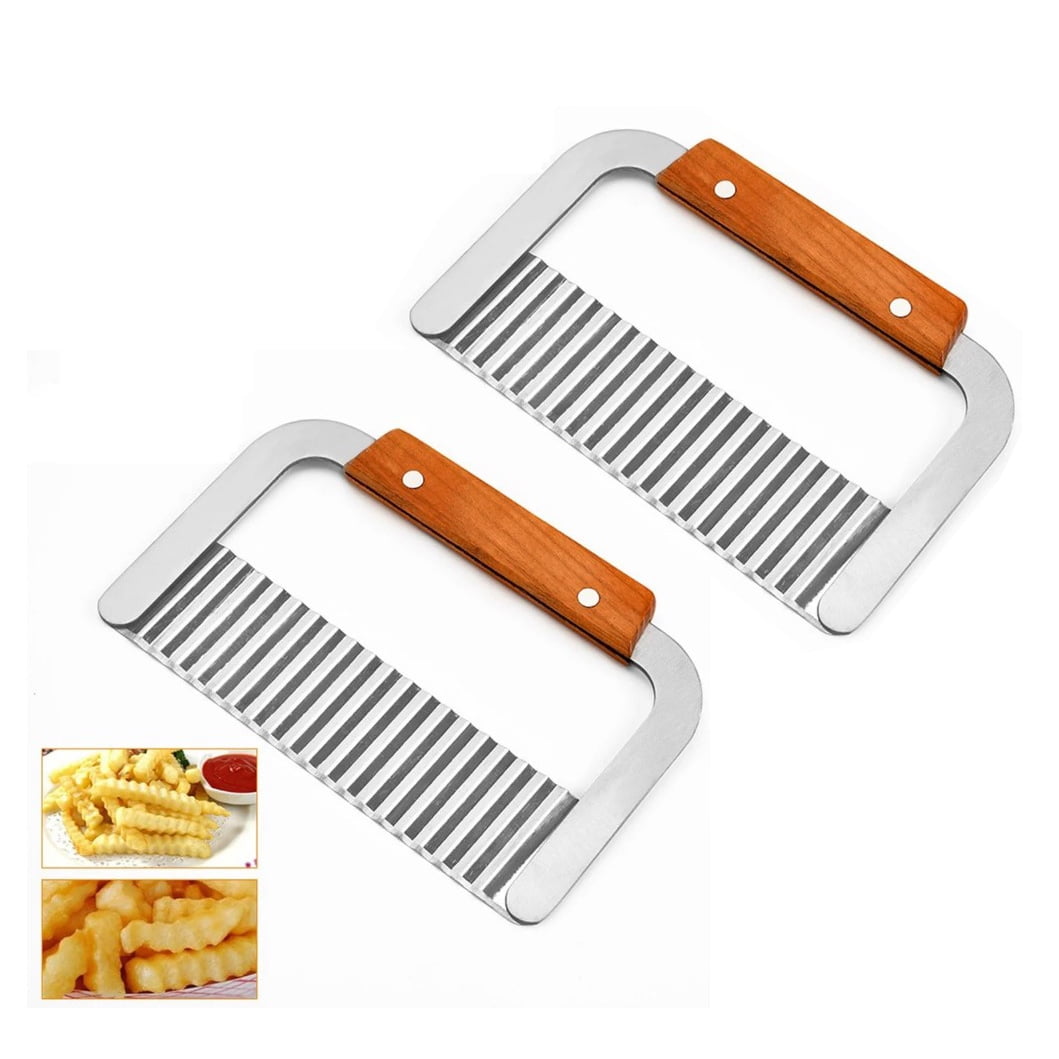 JUNZHIDAO Crinkle Cutter Stainless Steel Potato Slicer Heavy Duty Wavy ...