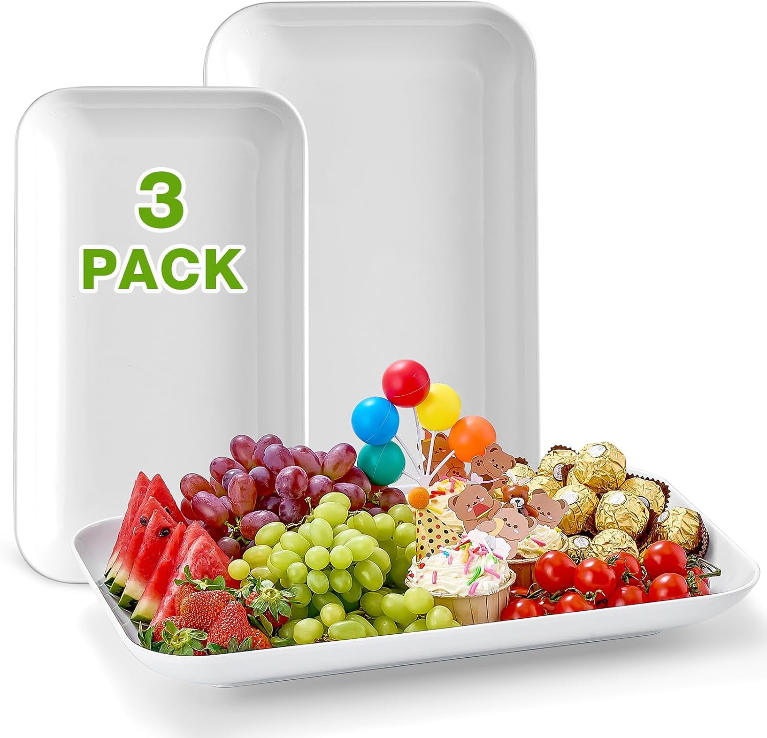 JUNZHIDAO Large Serving Platters and Trays Set of 3 for Party, Wedding ...