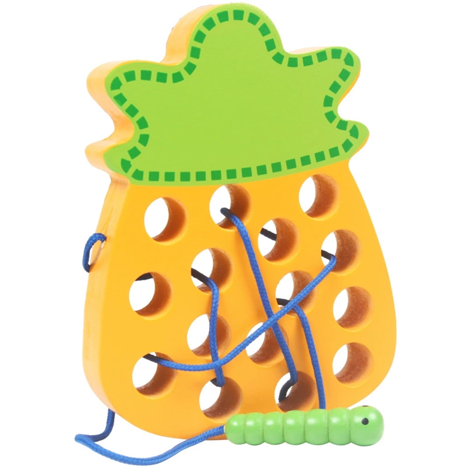 JUNZHIDAO Wooden Lacing Toys for Toddlers, Baby Toys Pineapple ...