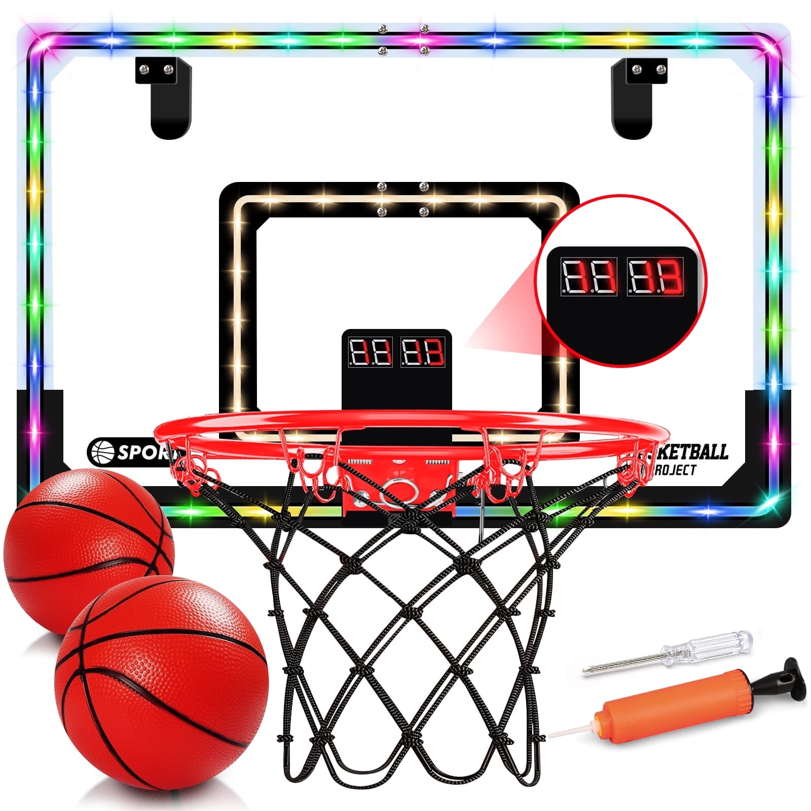JUOIFIP Basketball Hoop Indoor for Kids, with Scorer Door Room ...