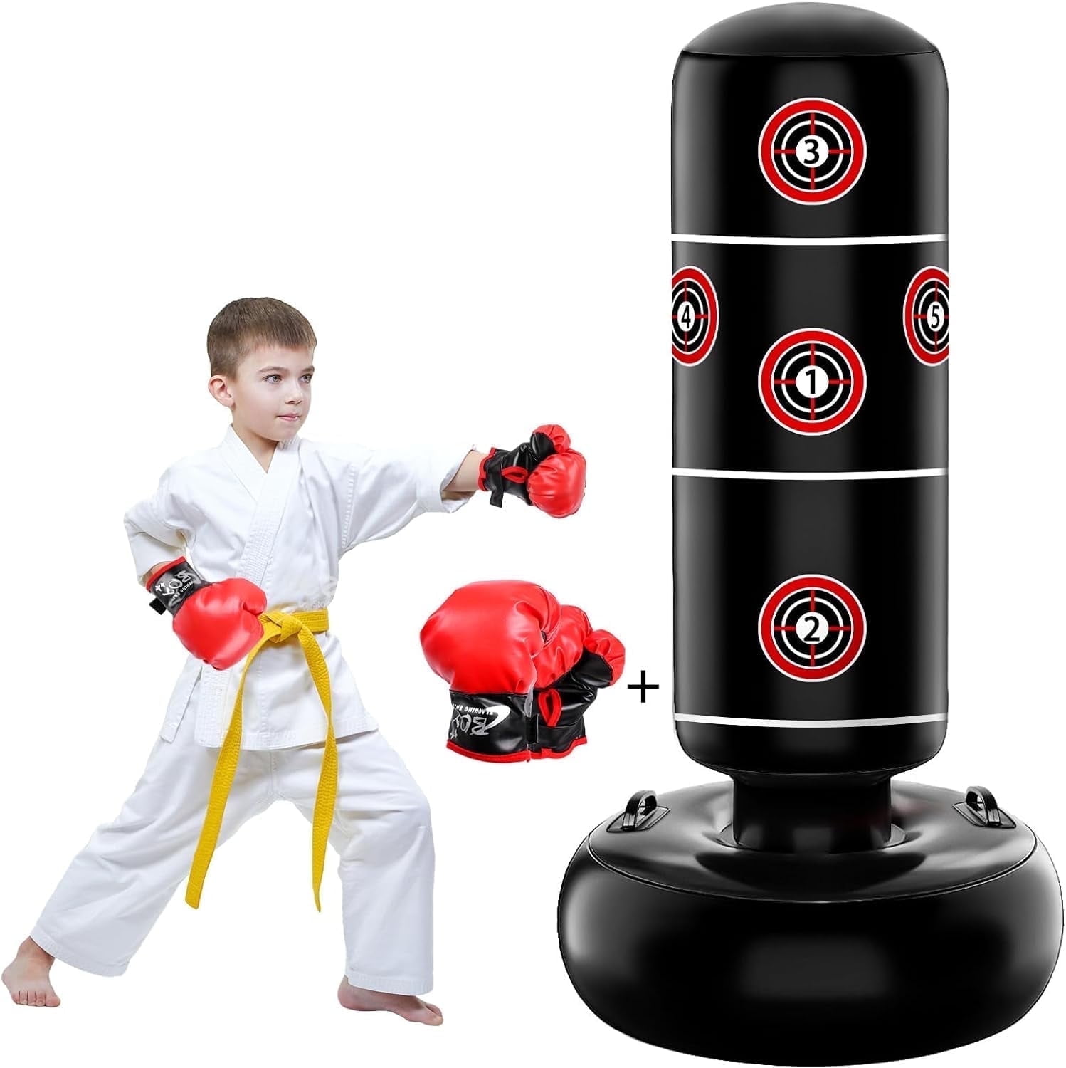 "JUOIFIP Kids Inflatable Punching Bag - 66"" with Gloves, For Karate ...