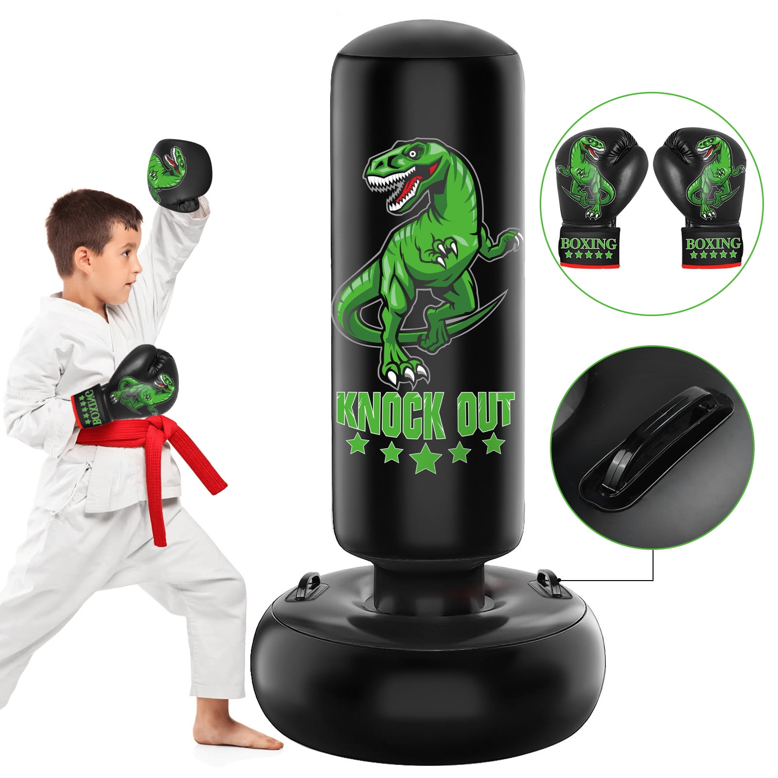 "JUOIFIP Kids Punching Bag - 66"" Tall Inflatable, Handles & Boxing ...
