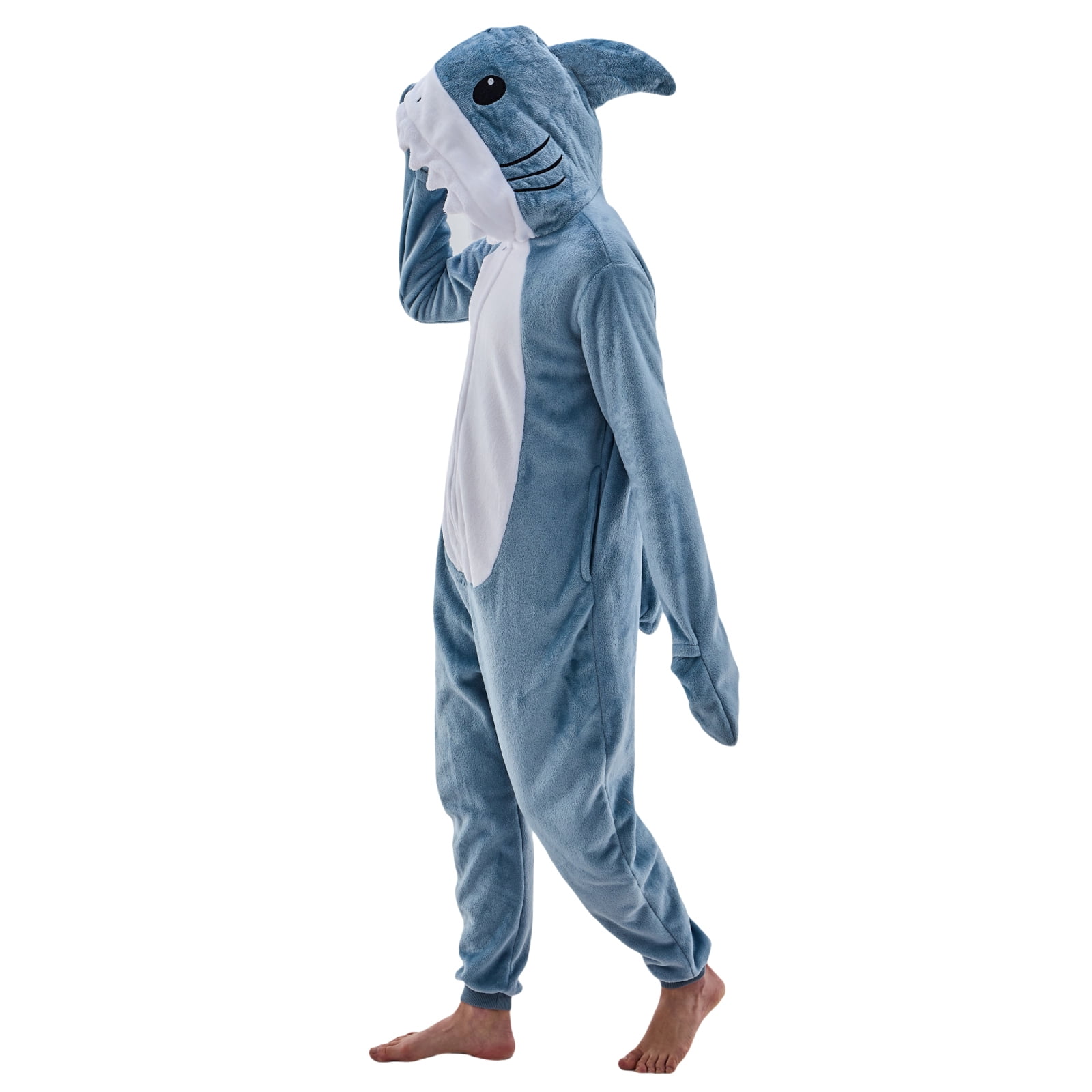 JUOLOET Unisex Adult Onesie Pajamas Shark Animal One Piece Snug Fit ...