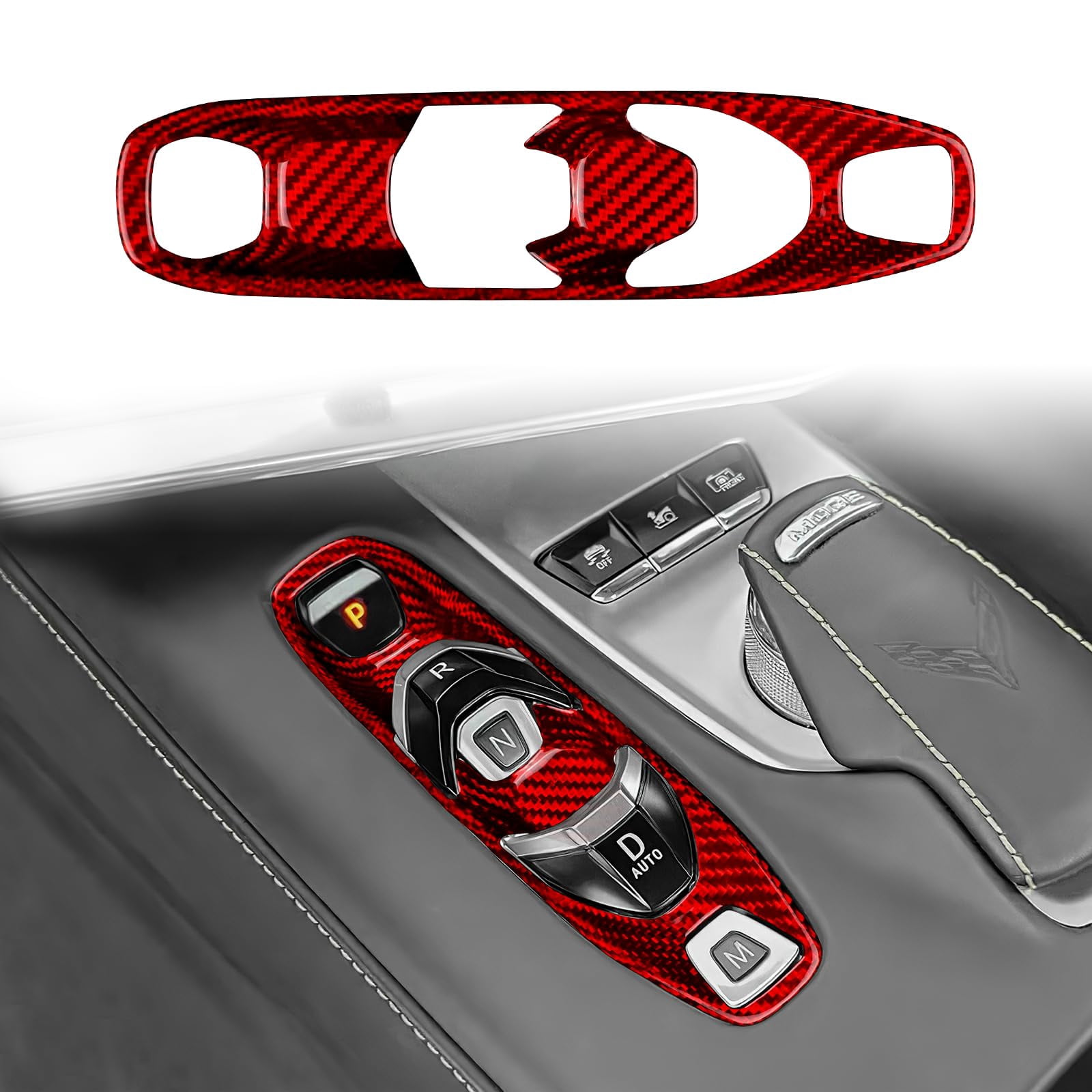 JUPIZEUS Carbon Fiber, Car DHF10 Gear Shift Panel Cover, for C8 Center ...