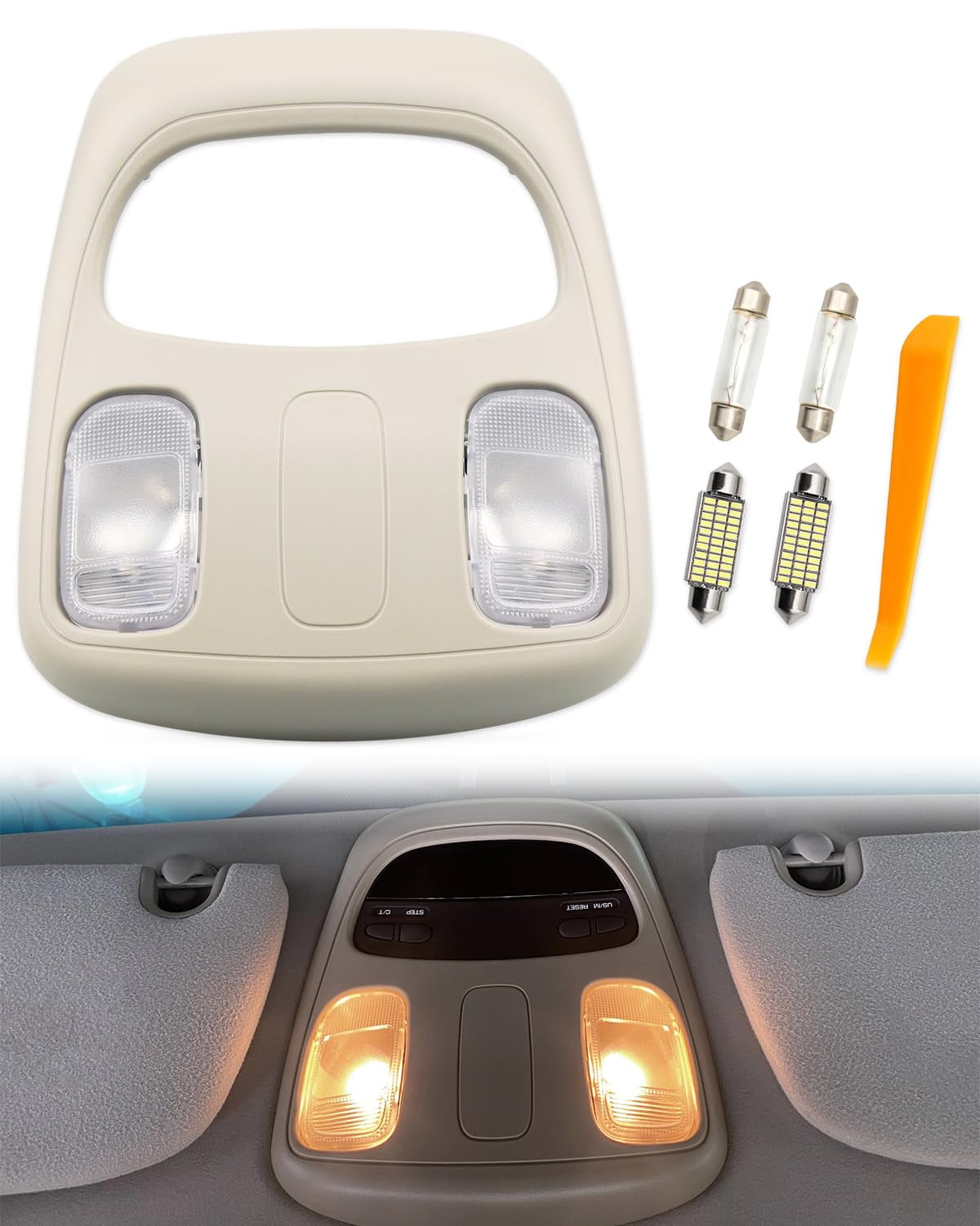 JUQAFY Overhead Console Map STF9 Dome Light Fit for Dodge Ram 1500 2500 ...