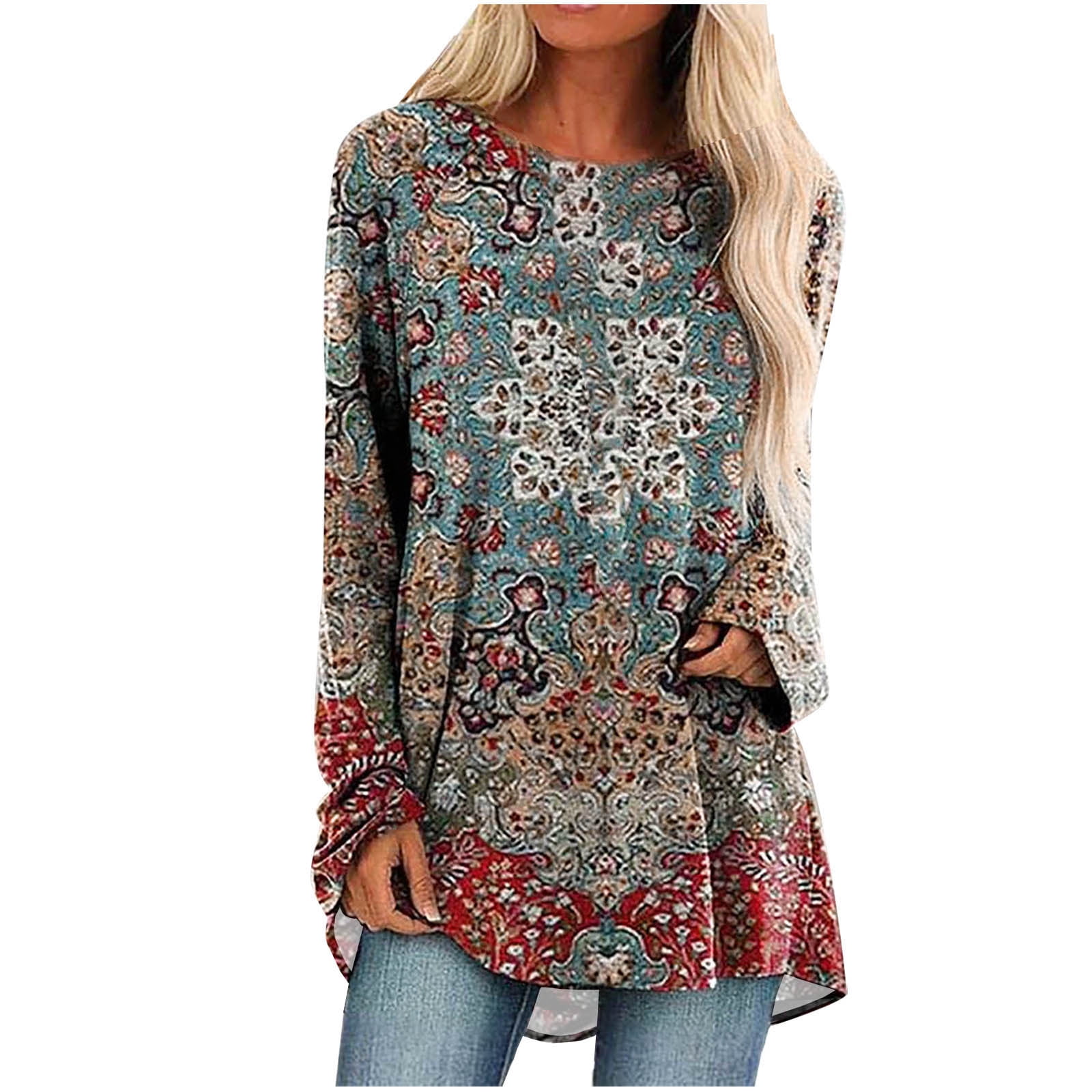 JURANMO Boho Tunic Tops for Women Loose Fit Dressy,Women Long Sleeve ...