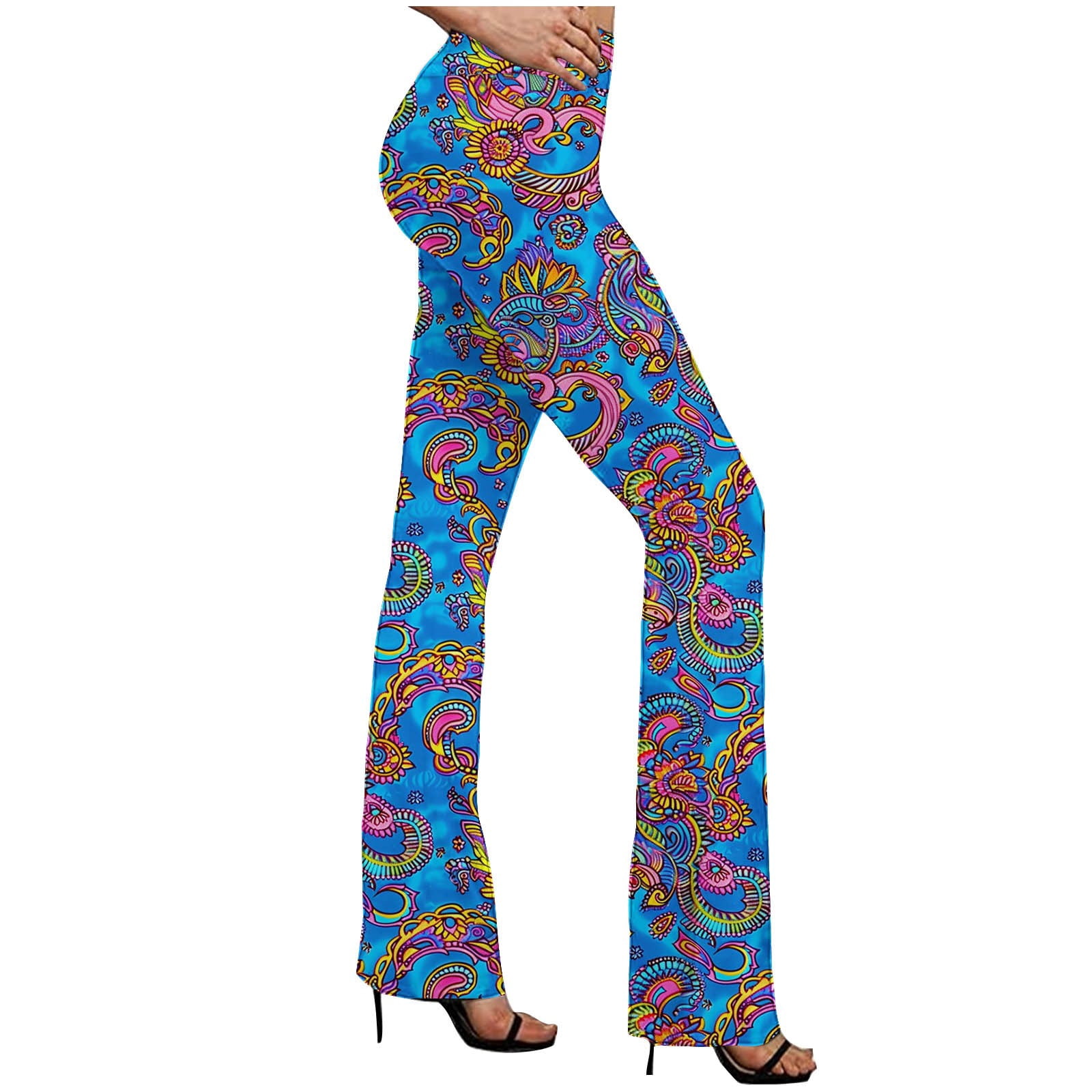 JURANMO Flare Pants for Women, Boho Hippie Pants Cute Floral Print Teen ...