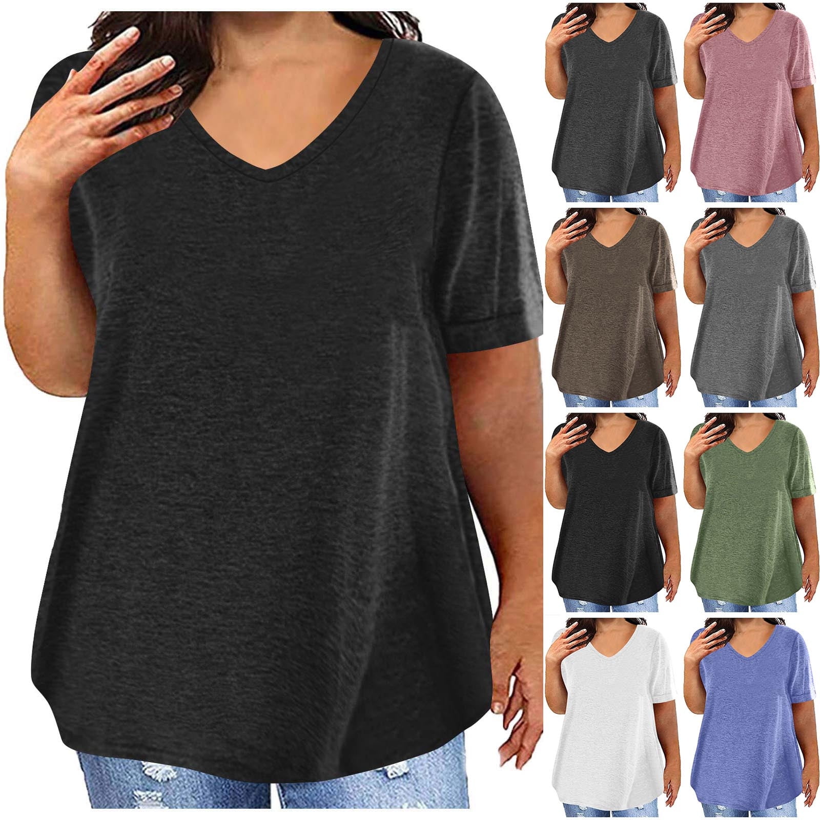 JURANMO Maternity Tops for Women Loose Plus Size Short Sleeve Shirts ...