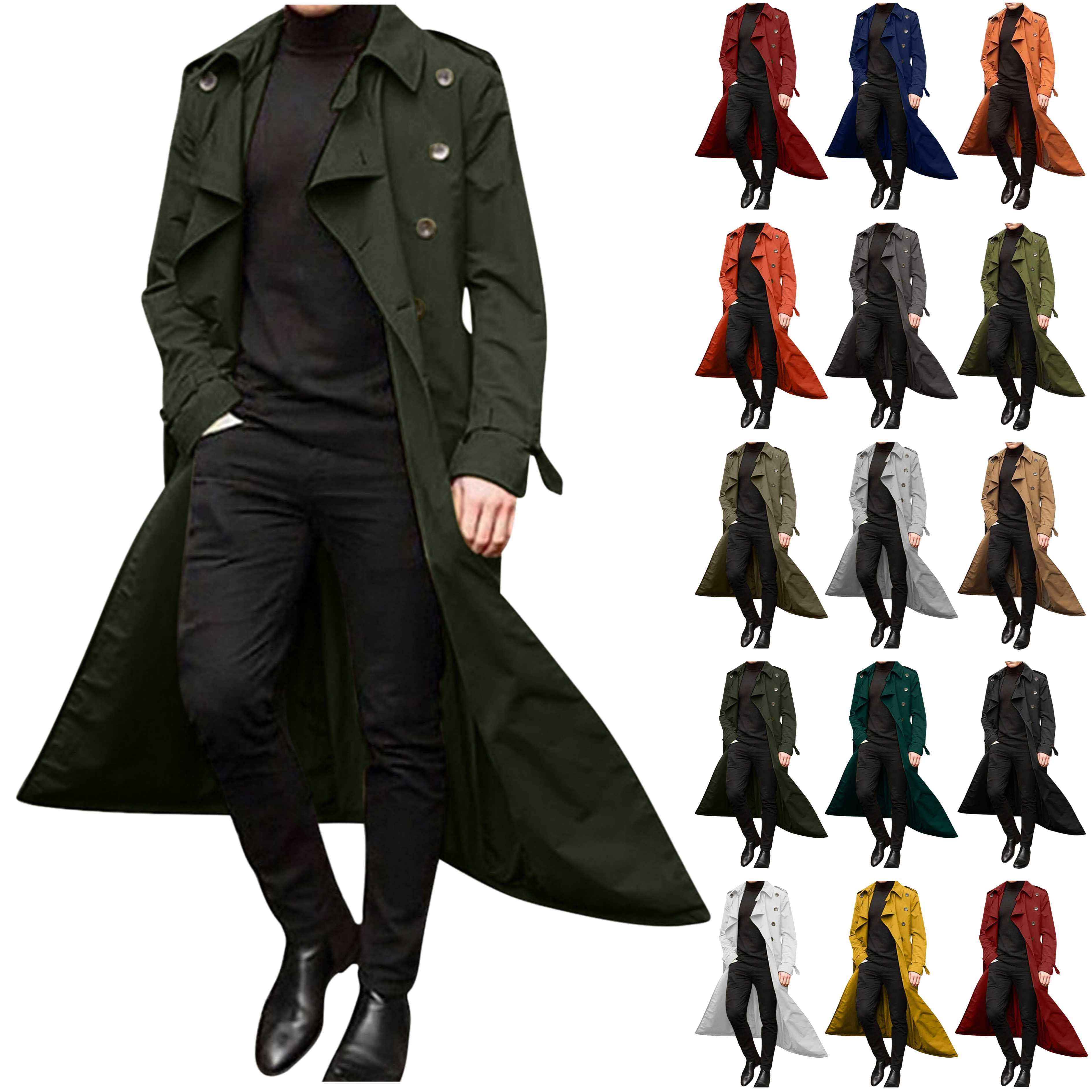 JURANMO Men's Trench Coats Fashion Notch Lapel Business Casual Jacket ...