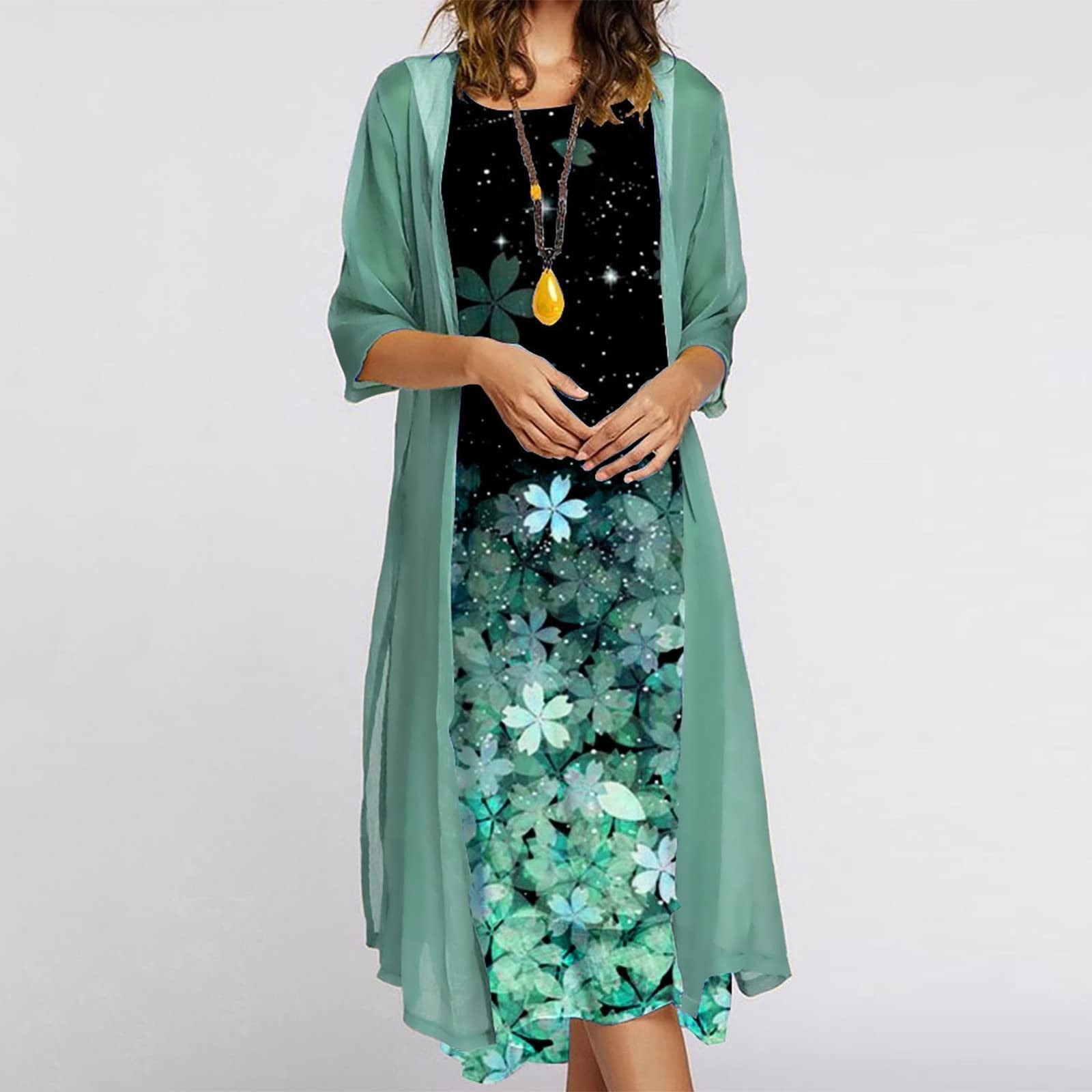 JURANMO Mother of the Bride Dresses,Womens Two-Piece Set Floral Print ...