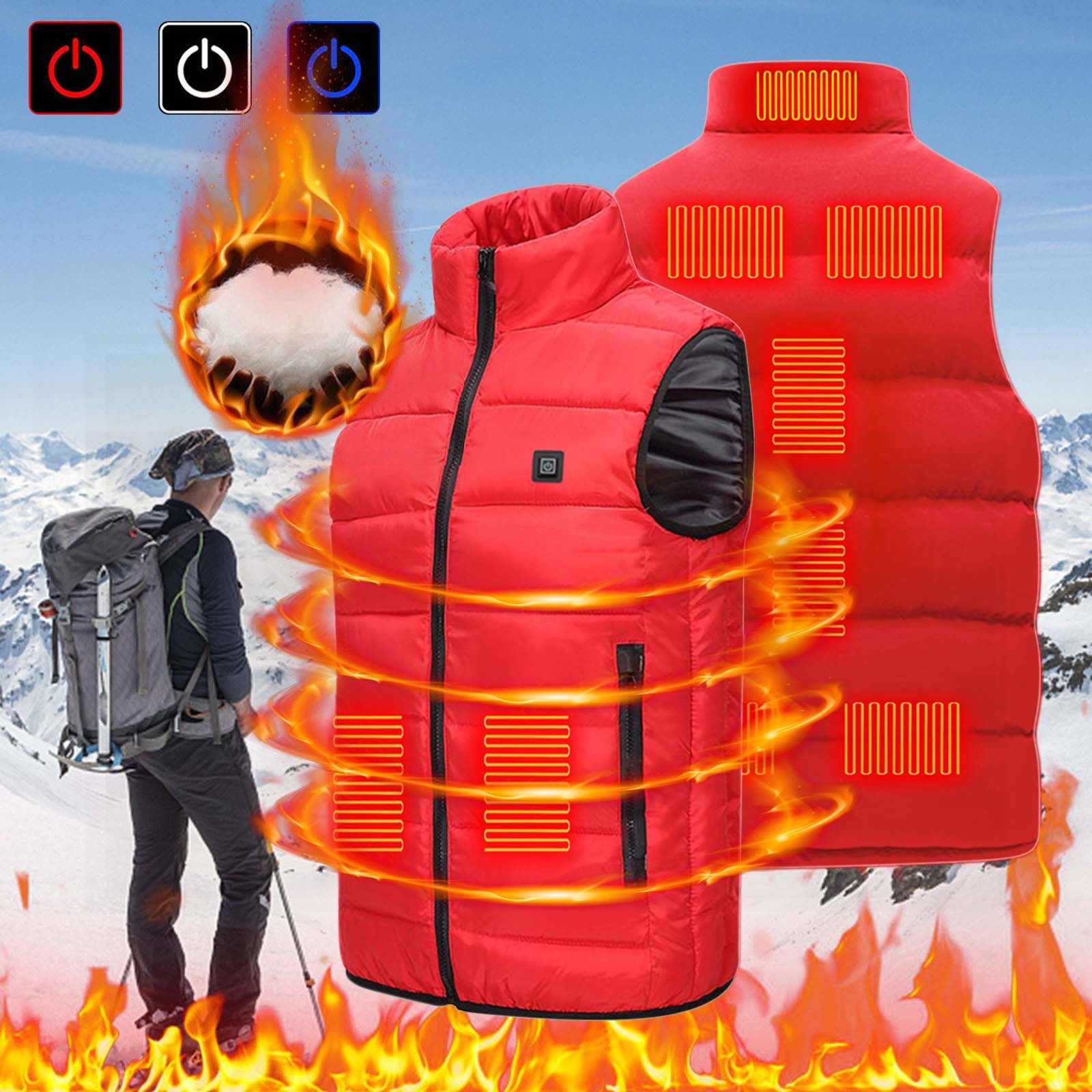 JURANMO Plus Size Electric Heated Jackets Vest Winter,USB Intelligent ...