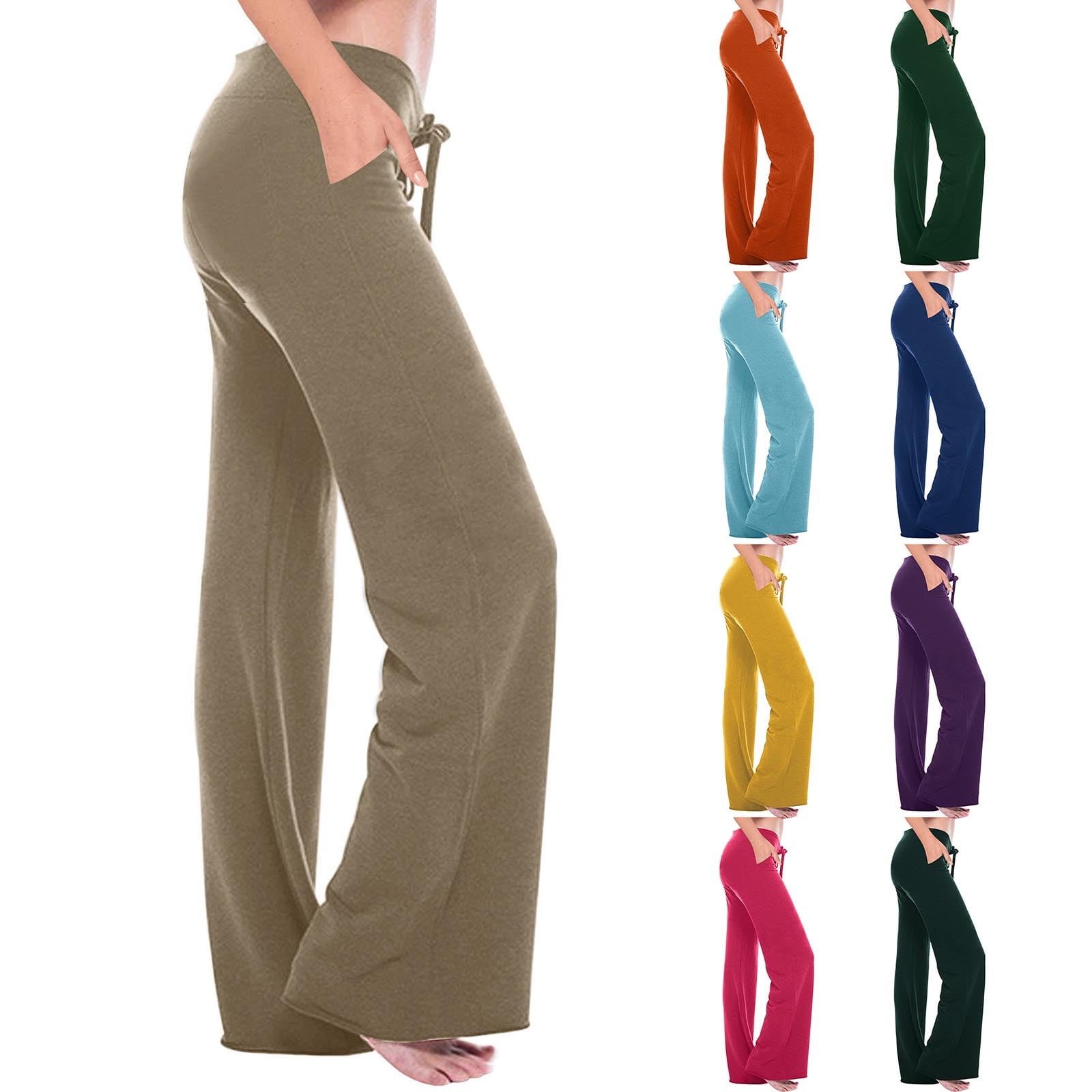 JURANMO Plus Size Flare Yoga Pants for Women Drawstring High Waist ...