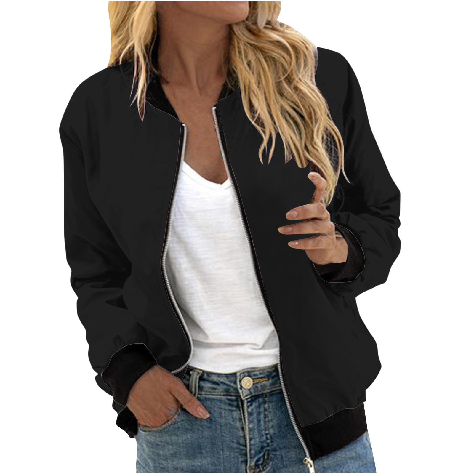 JURANMO Satin Bomber Jacket Women,2023 Fall Winter Women's Casual ...