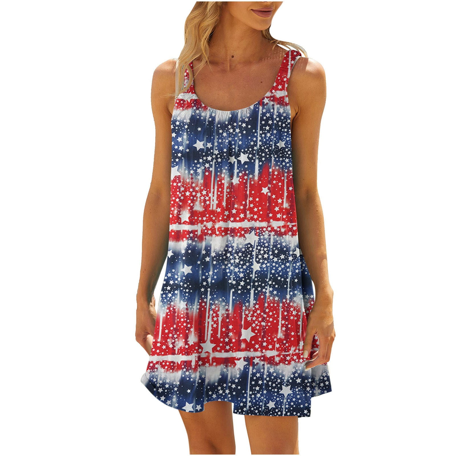 JURANMO Sundress for Women 2024 Fashion Star Stripe Print Tank Dress ...