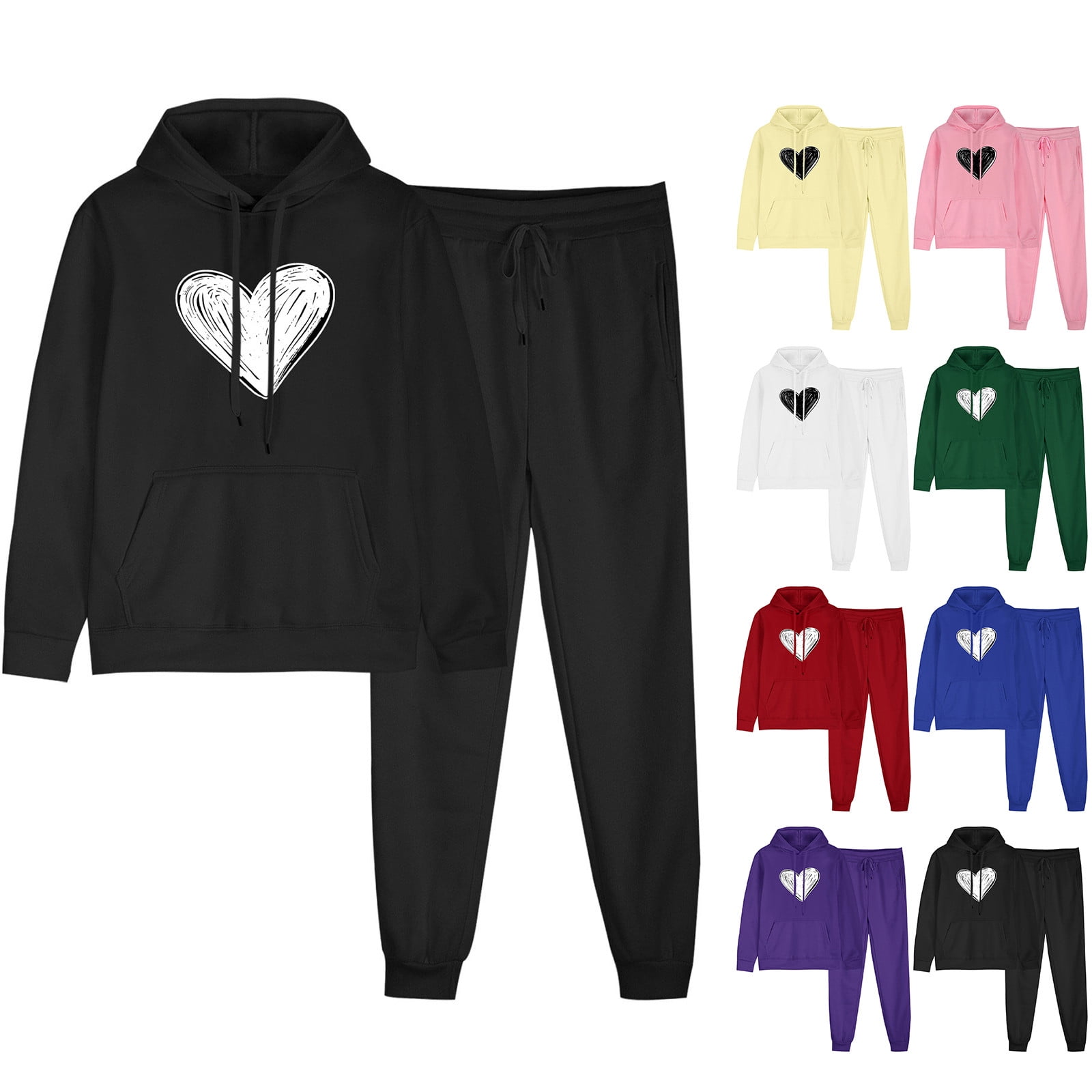 JURANMO Track Suit for Women 2 Piece Set, Casual Lightweight Heart ...