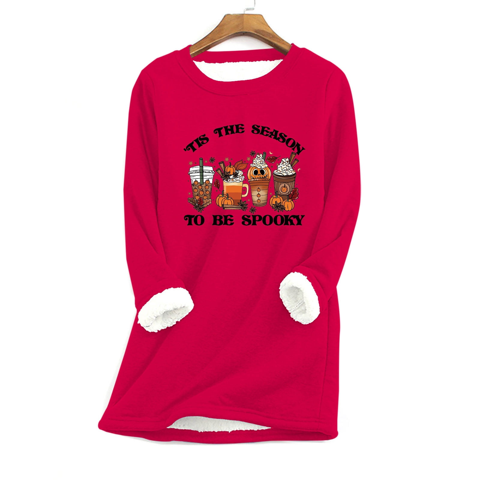 Juranmo Women Fleece Lined Tops2024 Fall Winter Womens Casual Temperament Trendy Plush Thermal