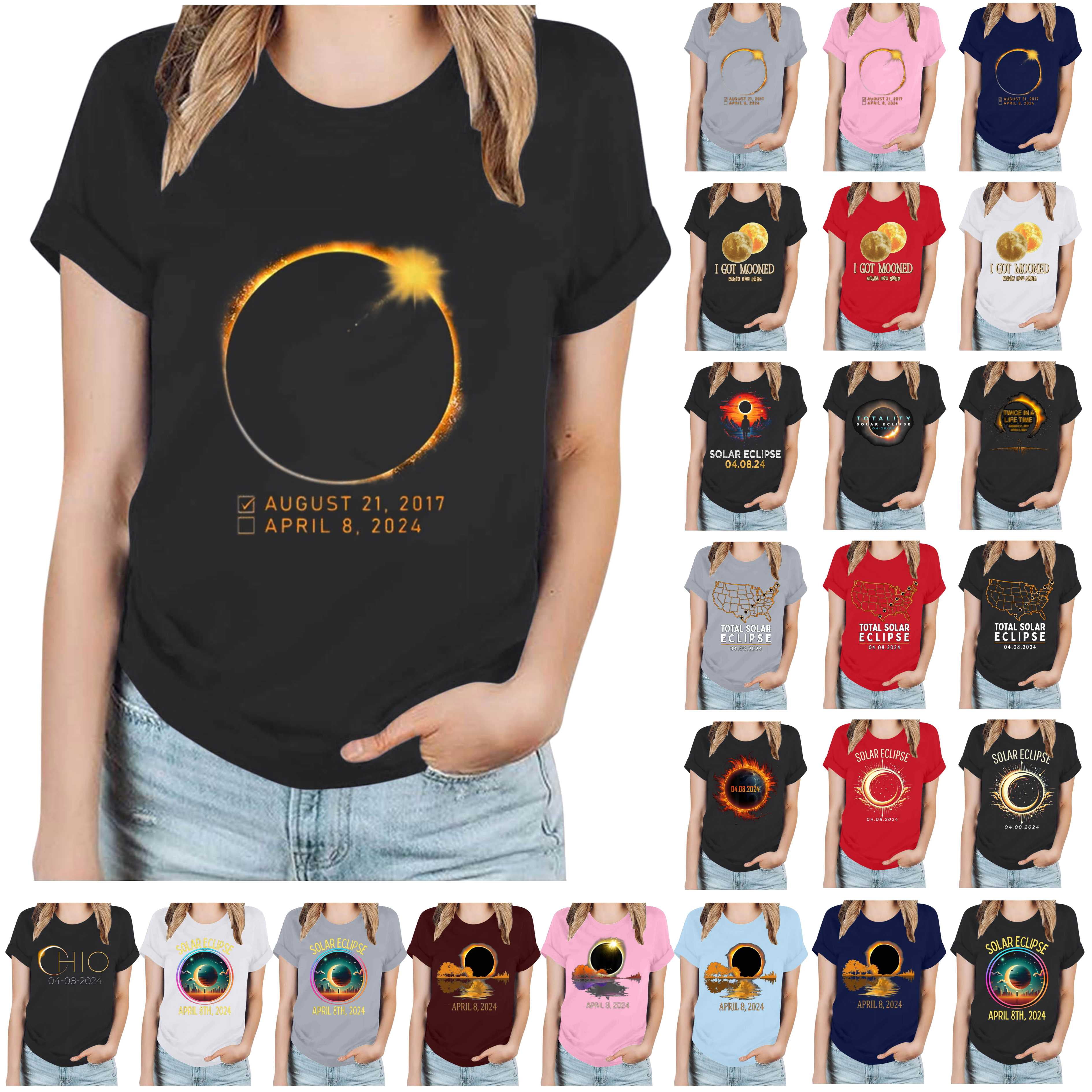 JURANMO Women Solar Eclipse Tshirts 2024, Trendy Total Eclipse Graphic ...