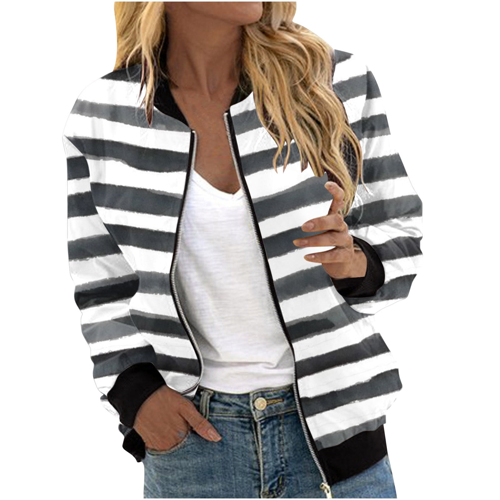 JURANMO Womens Plus Size Bomber Jacket, 2023 Fall Winter Women's Casual ...