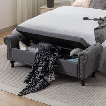 Modway Natural Wood Furniture Render Storage Bench, Long Wooden Indoor ...