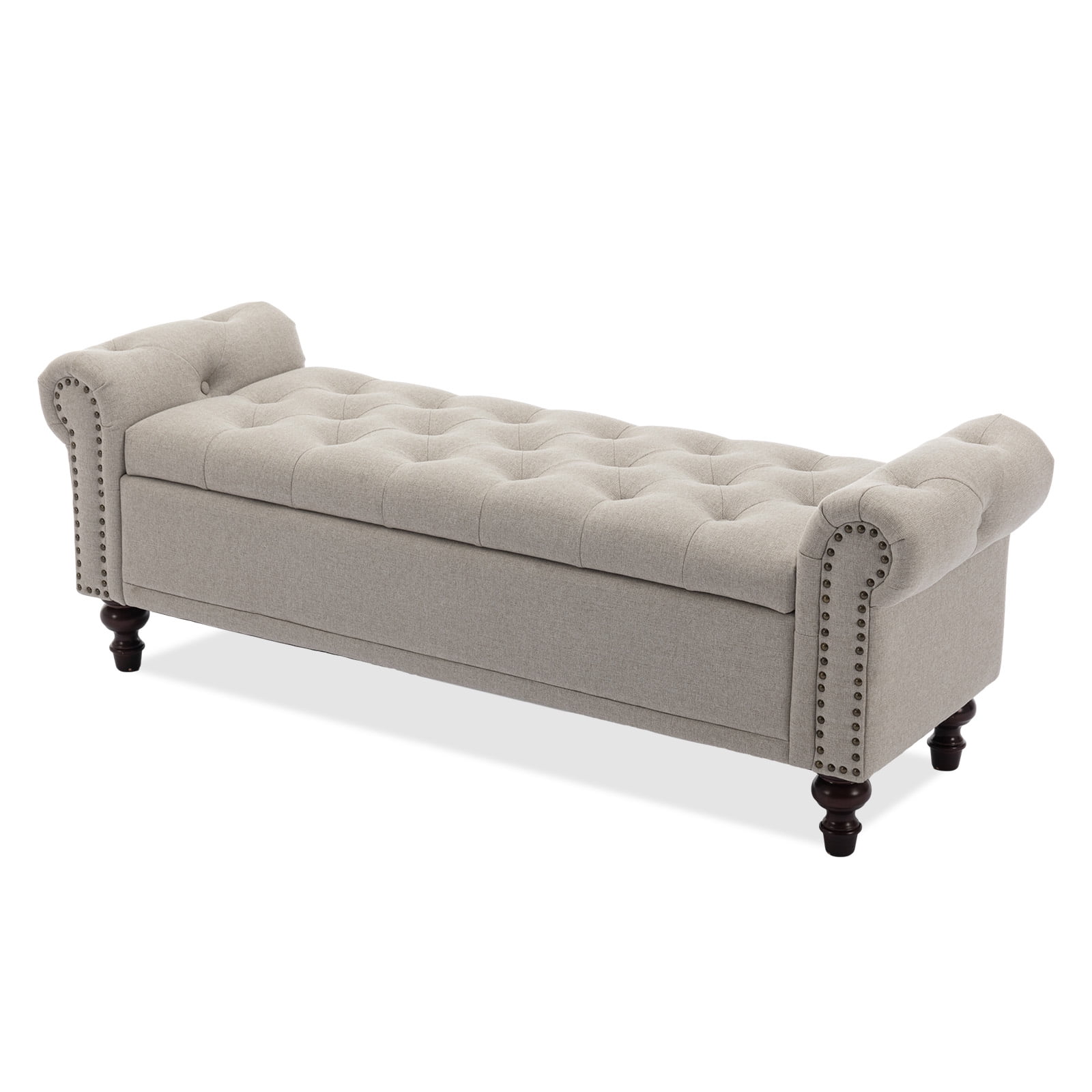 JURANYAZHU 58.1" Upholstered Storage Bench, Ottoman Bench for End of ...