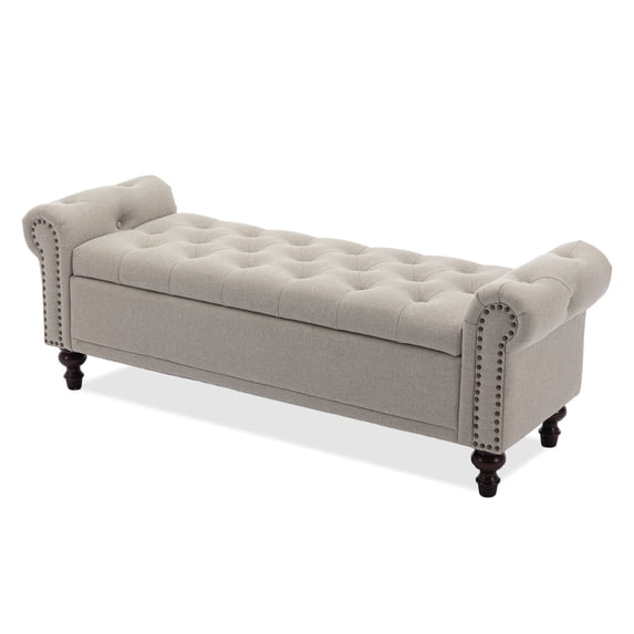 JURANYAZHU 58.1" Upholstered Storage Bench, Ottoman Bench for End of ...