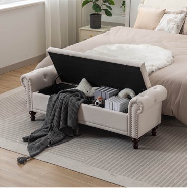 "Linon Aria 52"" Long Sitting Wooden Storage Bench, Natural Wash ...