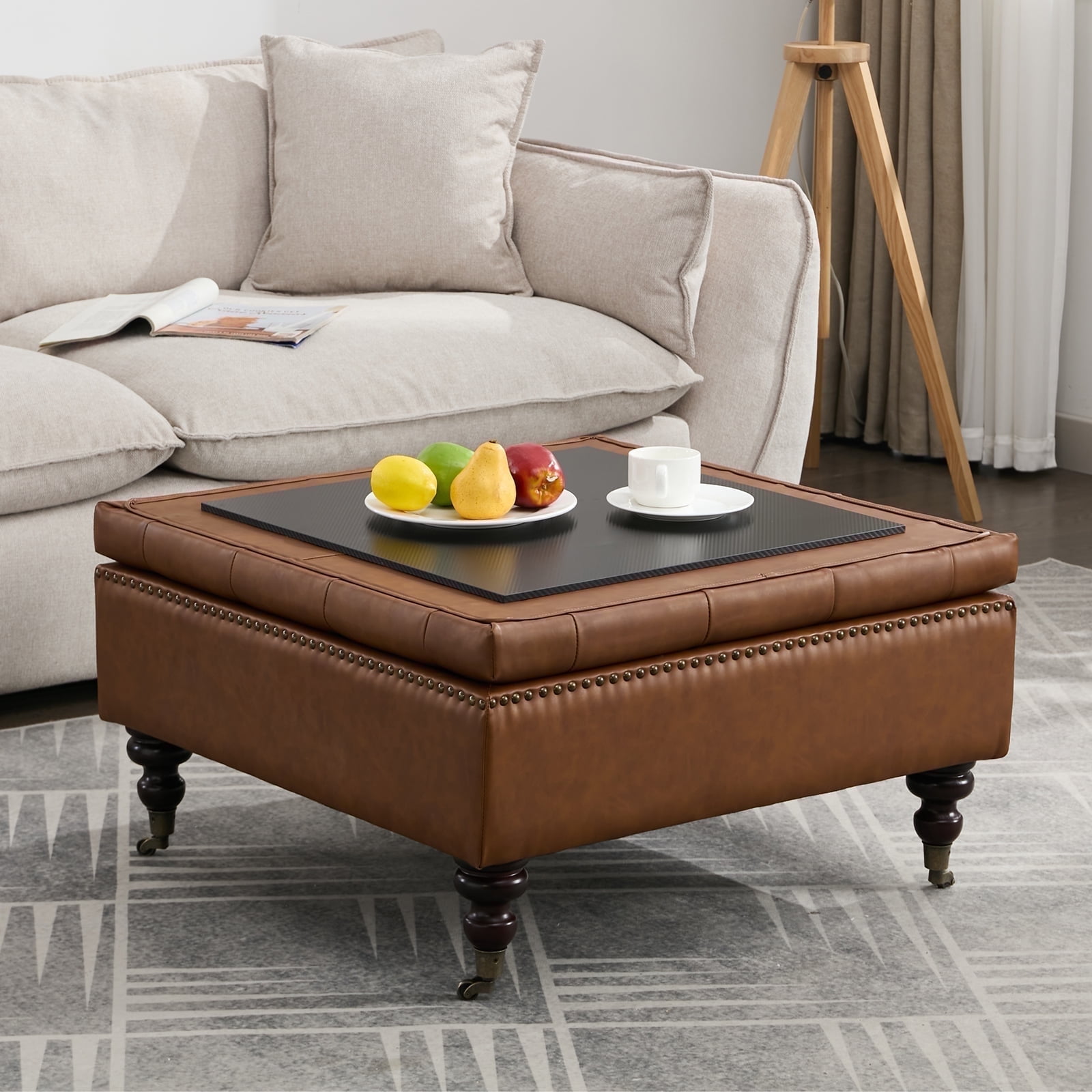 JURANYAZHU 31.5 Storage Ottoman Bench Tufted Upholstered Coffee Table ...