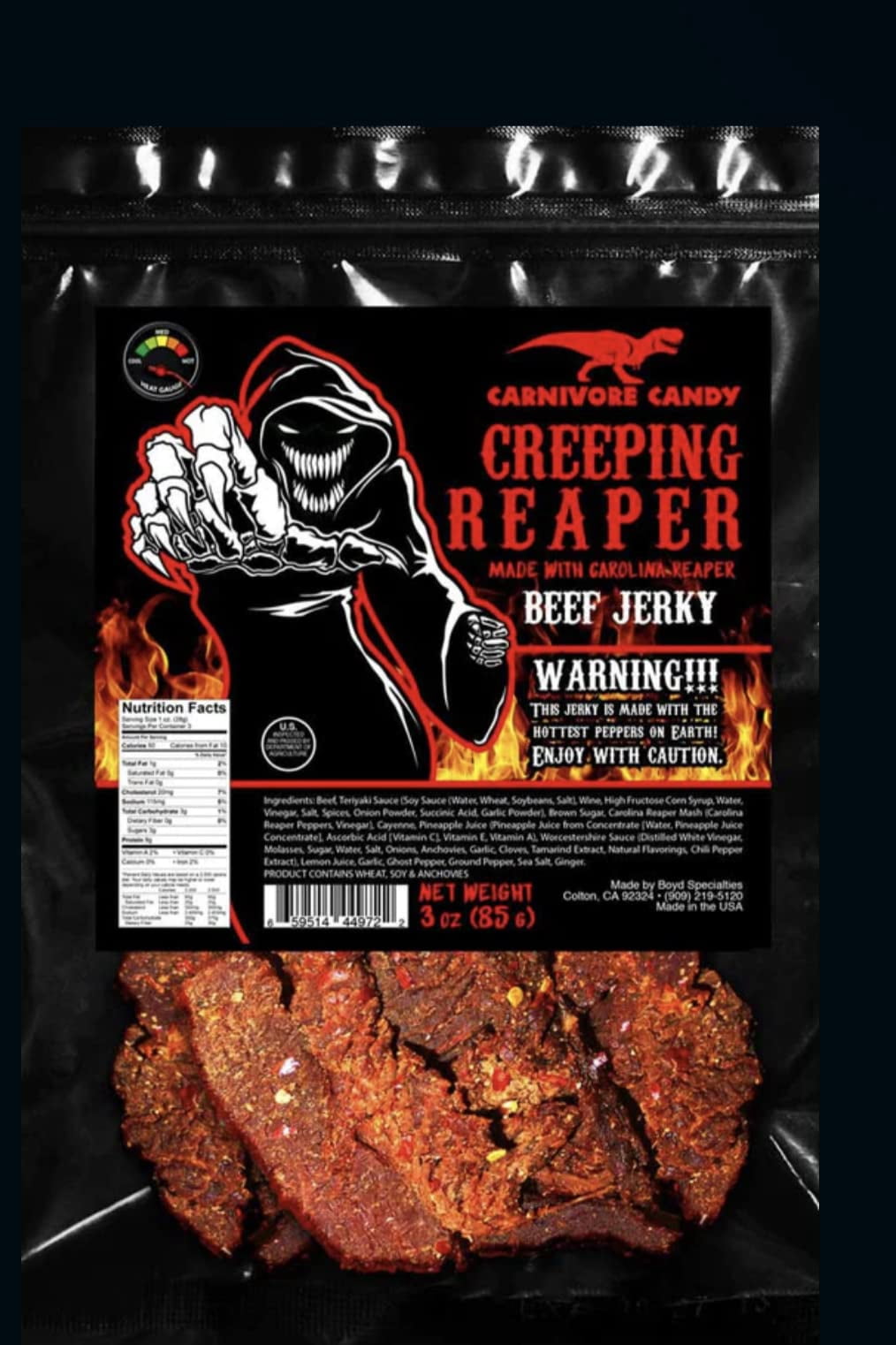 JURASSIC JERKY’S “CREEPING REAPER” Carolina Reaper NSD3 Beef Jerky The ...