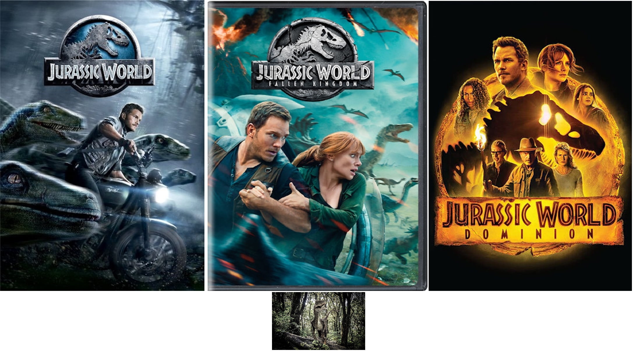 JURASSIC WORLD + FALLEN KINGDOM & DOMINION 3 DVD Set Chris Pratt ...