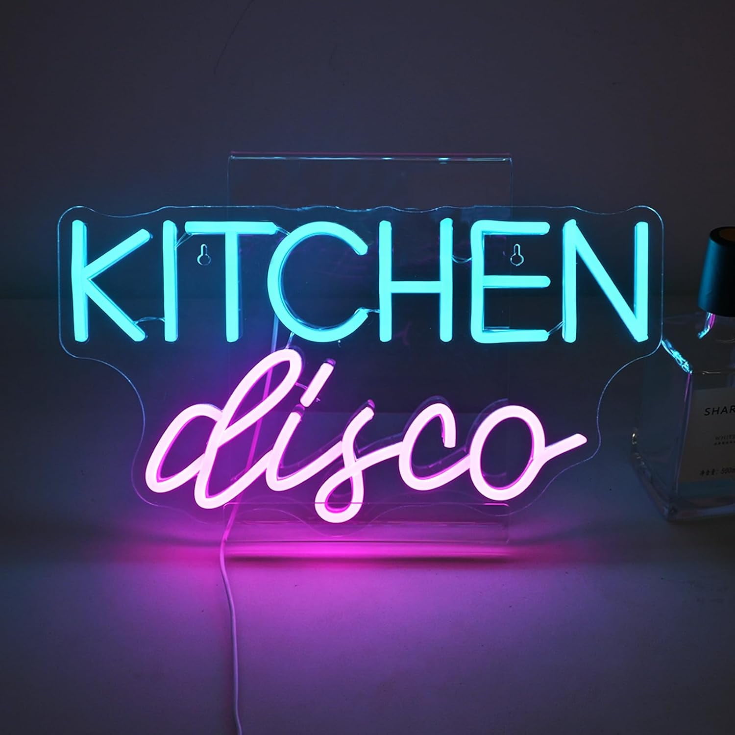 JURONG LED Neon Sign for Wall Decor, Kitchen Disco Neon Light, USB Powered Dimmable, 5V/2A, 19.1 ...