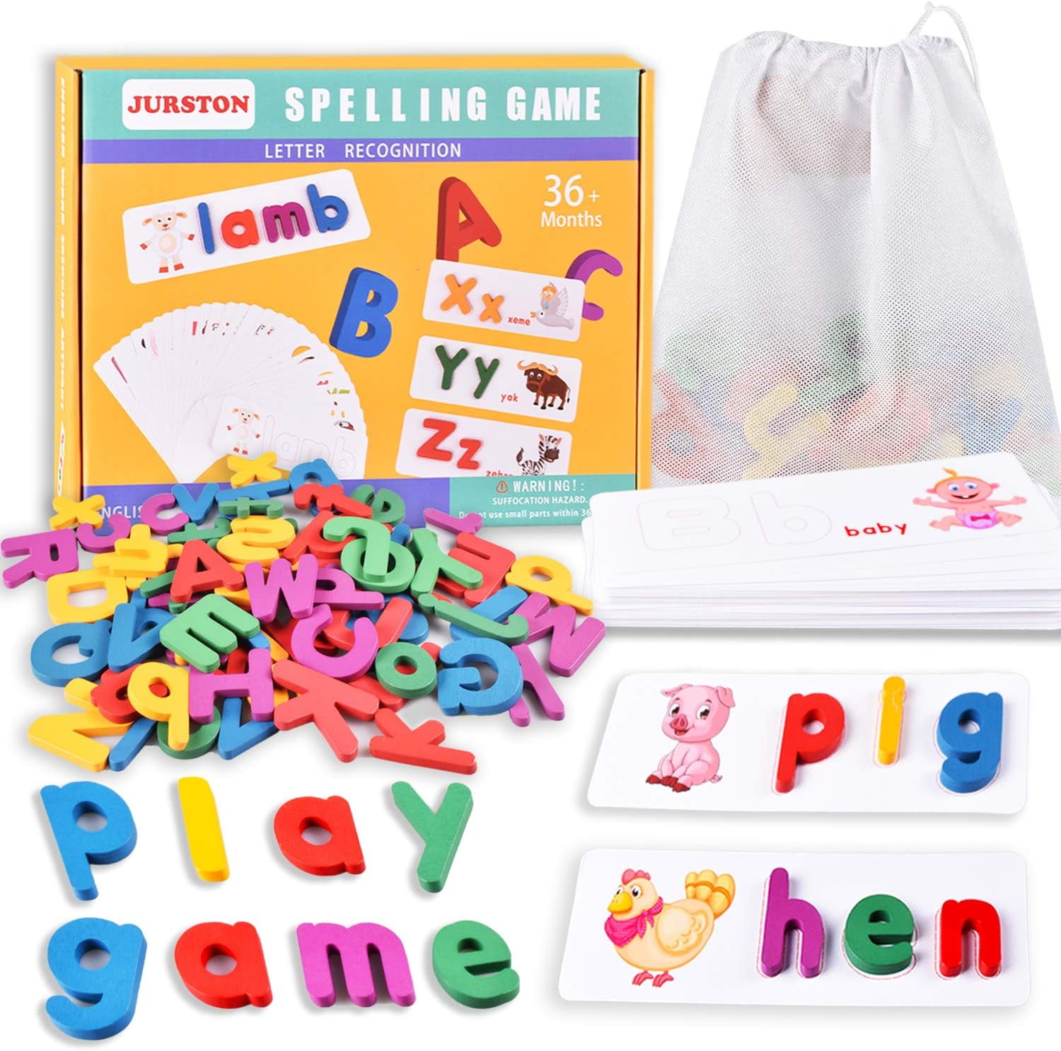 JURSTON See And Spell Learning Toys,Matching Letter Spelling Game Sight ...