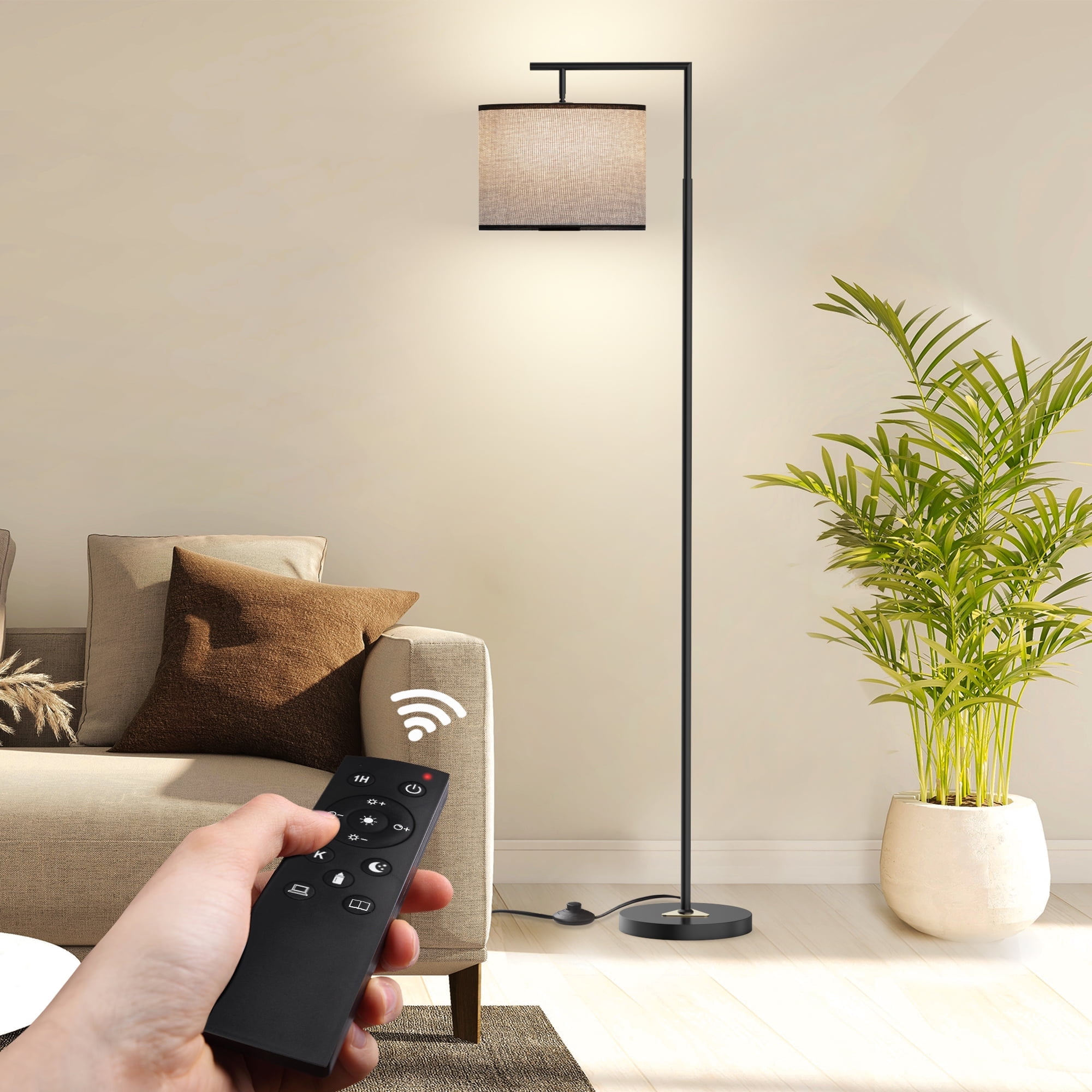 JURULU Arc Floor Lamp, Modern Standing Lamp with Remote Control ...