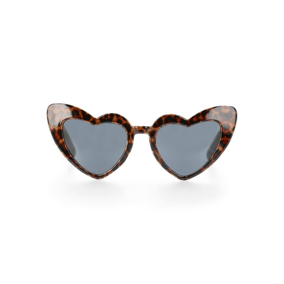 Justice Girls Heart-Shaped Cheetah Print Sunglasses with UV Protection ...