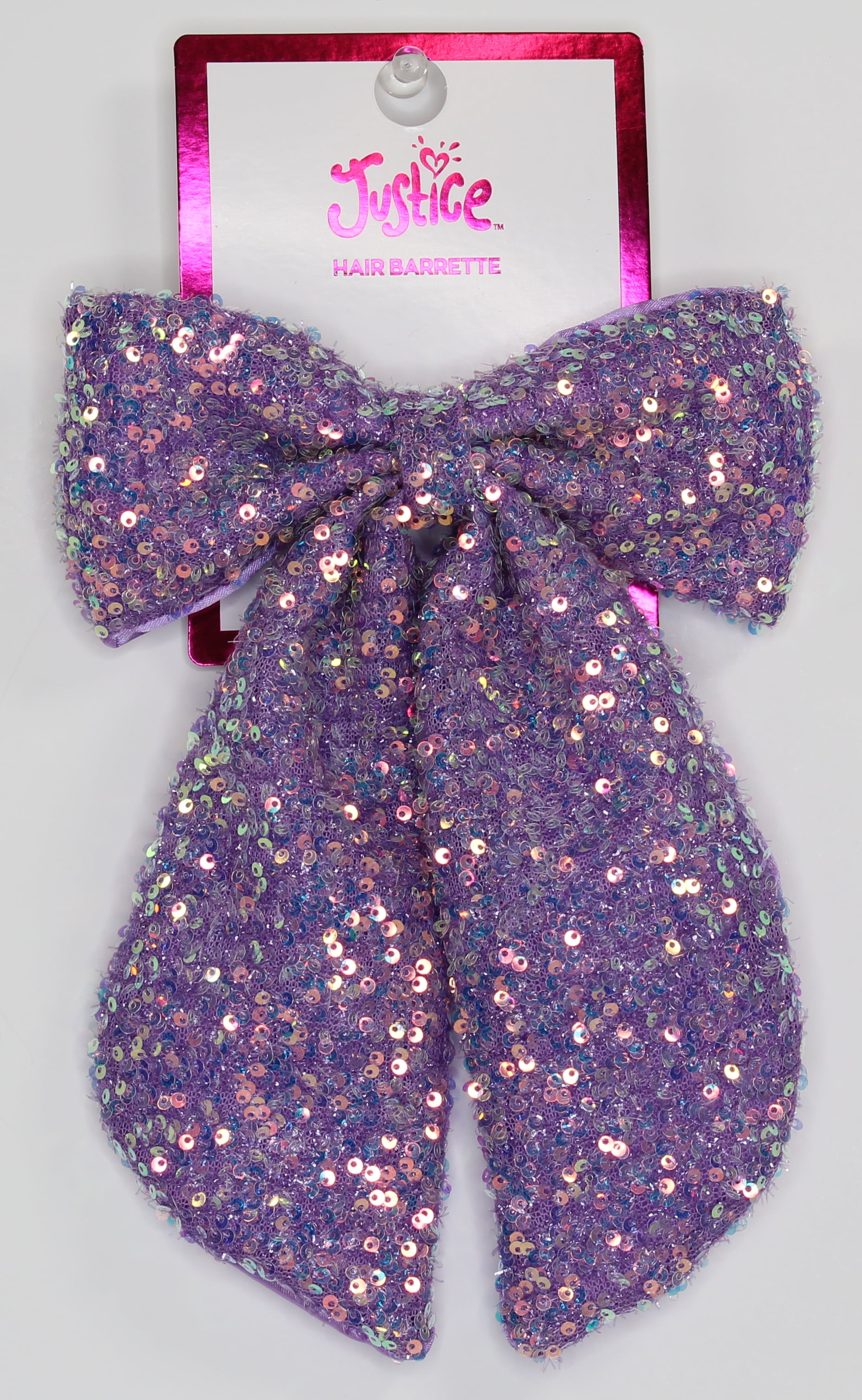 Justice Girls Sequin Bow Hair Clip Barrette, Purple - Walmart.com