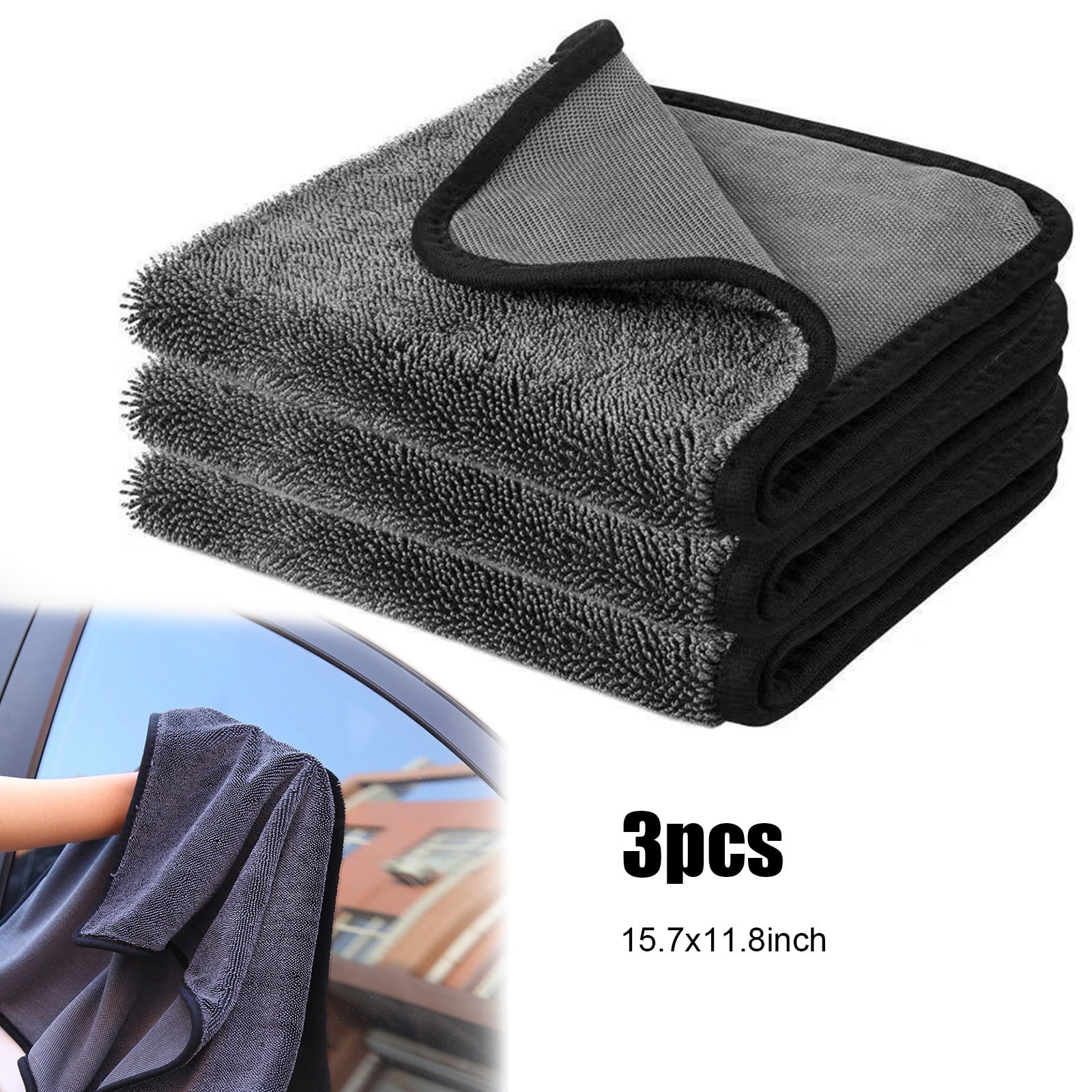 JUSEO 3 Pcs Heavy Car Drying Towel Premium Shammy Cloth for Car Drying ...