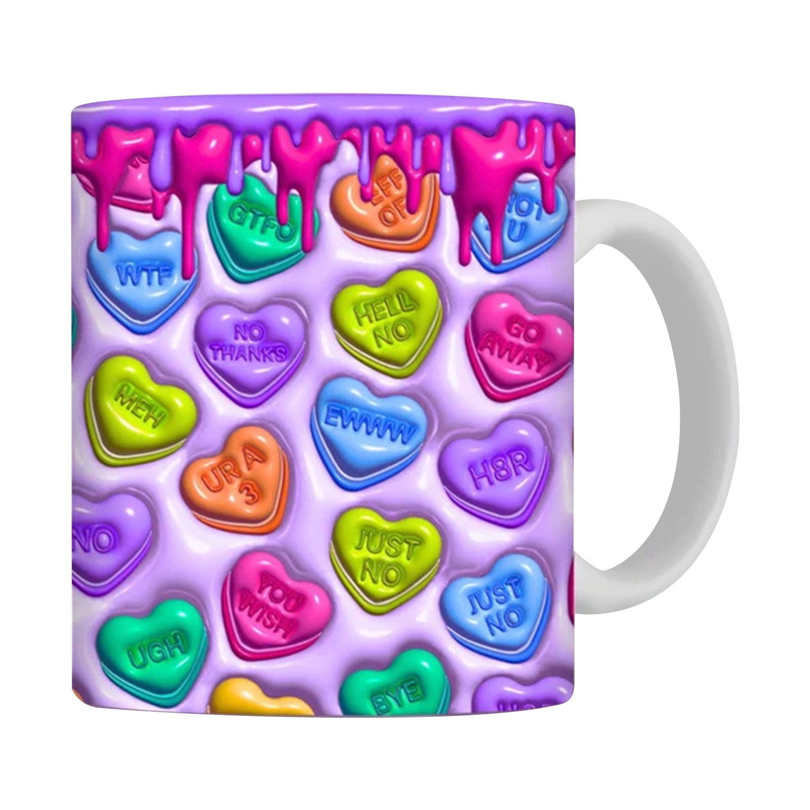 JUSEO 3D Heart Coffee Mug Pink Love Ceramic Cup 17oz Valentine's Day ...