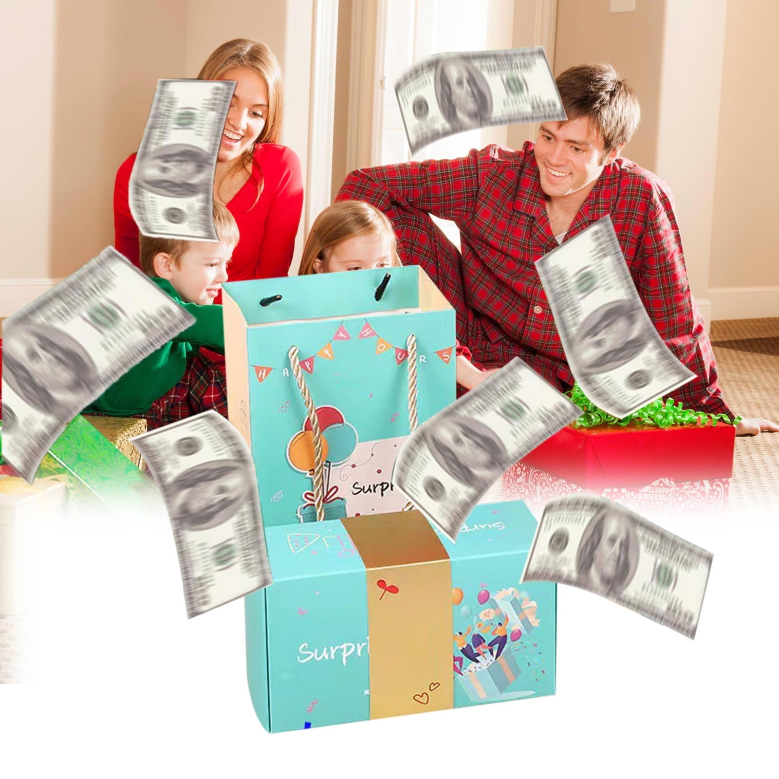 JUSEO Surprise Gift Box Explosion, Exploding Pop Gift Box for Money ...