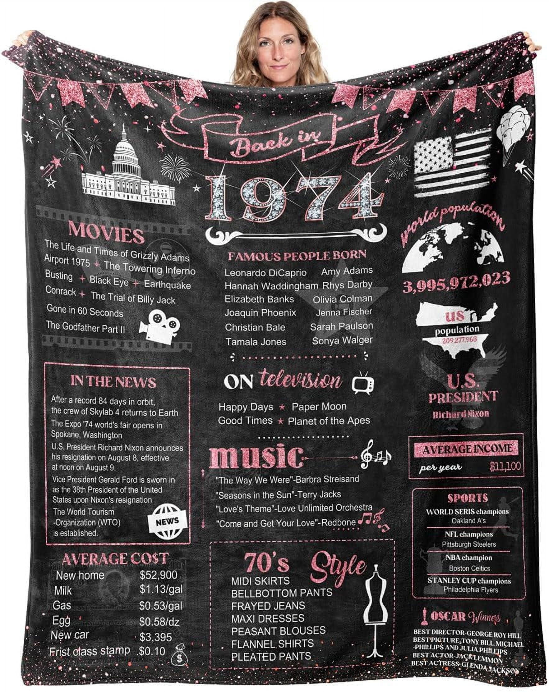 JUSHID 50th Birthday Gifts for Women Best 1974 Birthday Decorations for ...